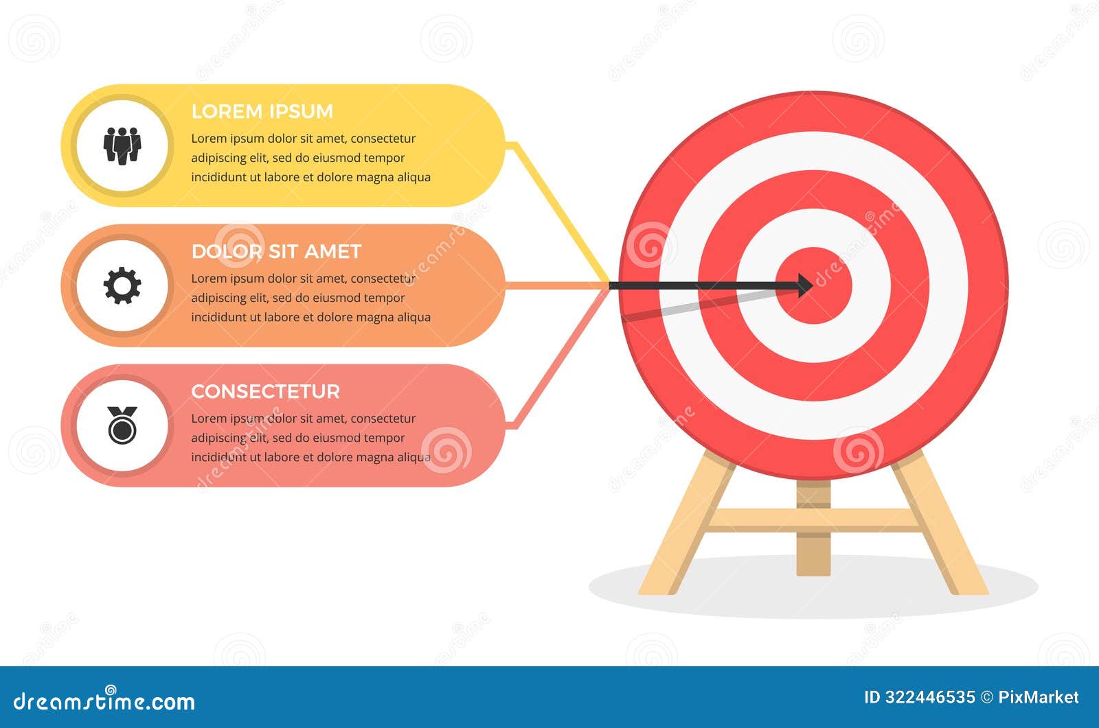 Target with 3 Elements for Text Stock Illustration - Illustration of ...