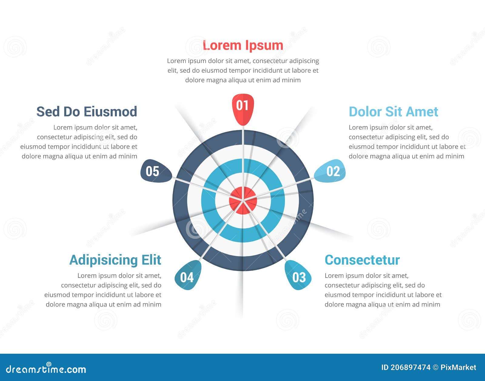 Target with Five Arrows stock vector. Illustration of arrows - 206897474