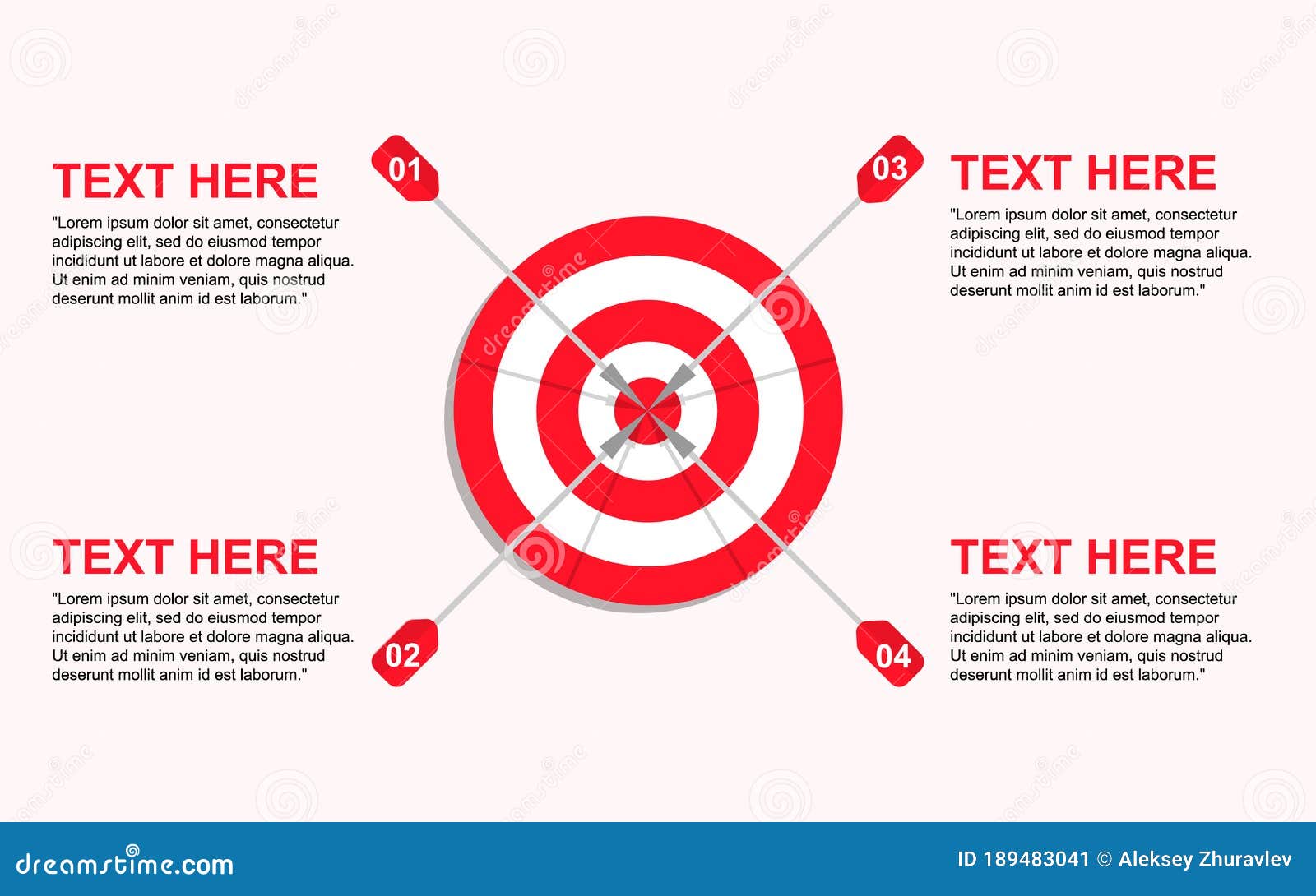 Target with Four Arrows with Numbers and Text, Infographic Template ...