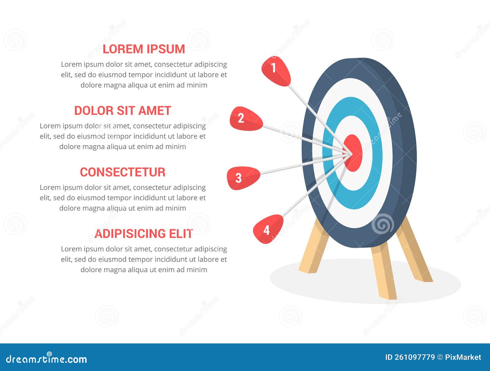 Target with Four Arrows stock vector. Illustration of information ...