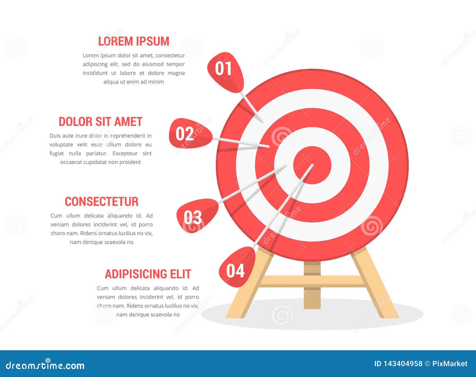 Target with Four Arrows stock vector. Illustration of infograph - 143404958