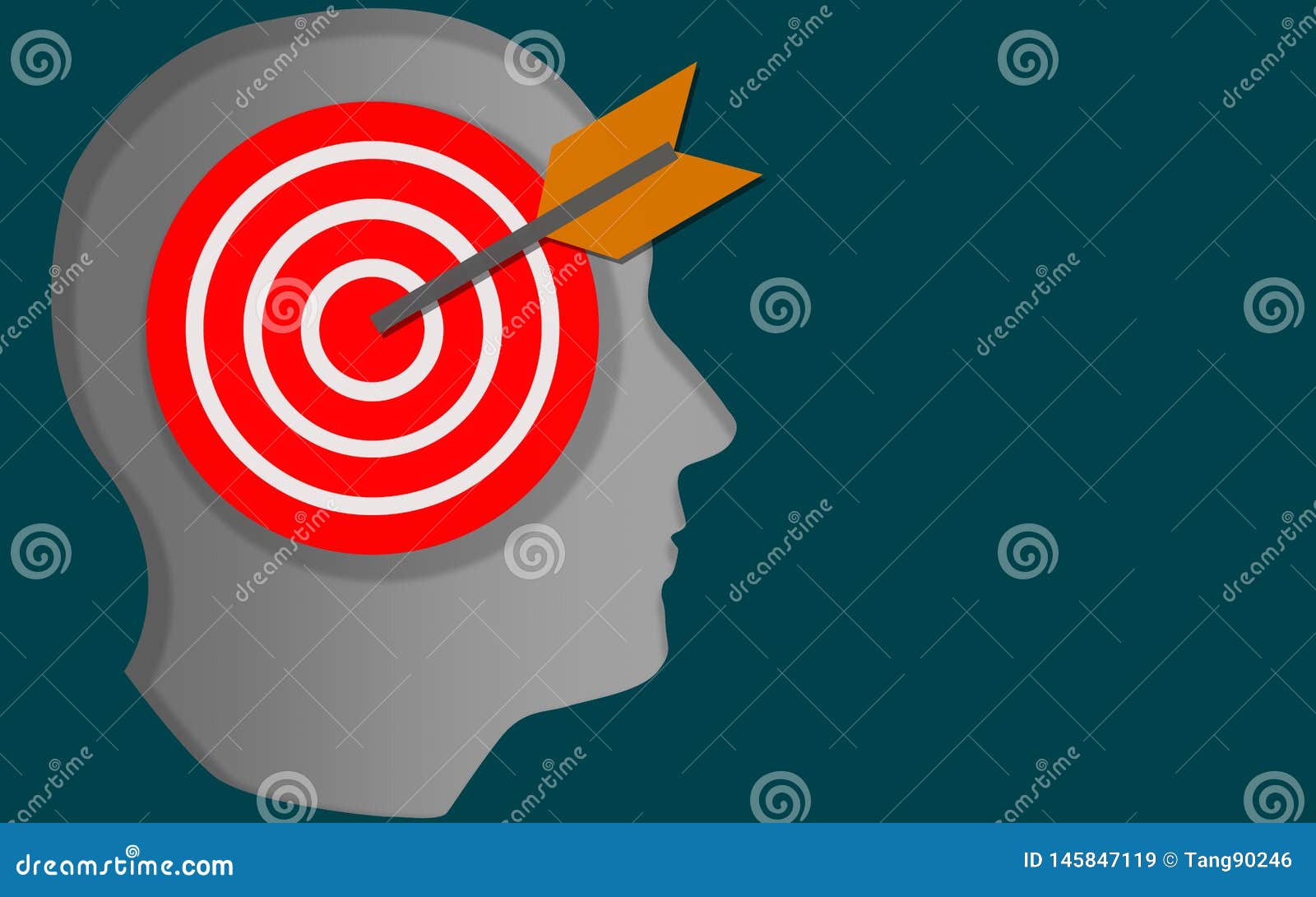 Target goal in human head stock illustration. Illustration of people ...