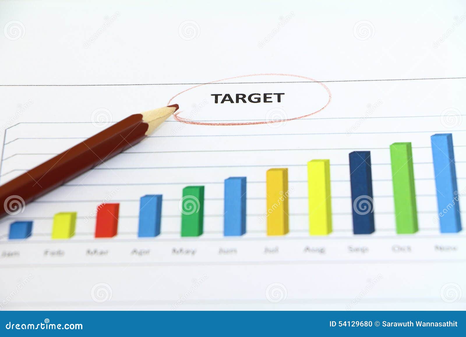 Target and graph color stock photo. Image of achievement - 54129680
