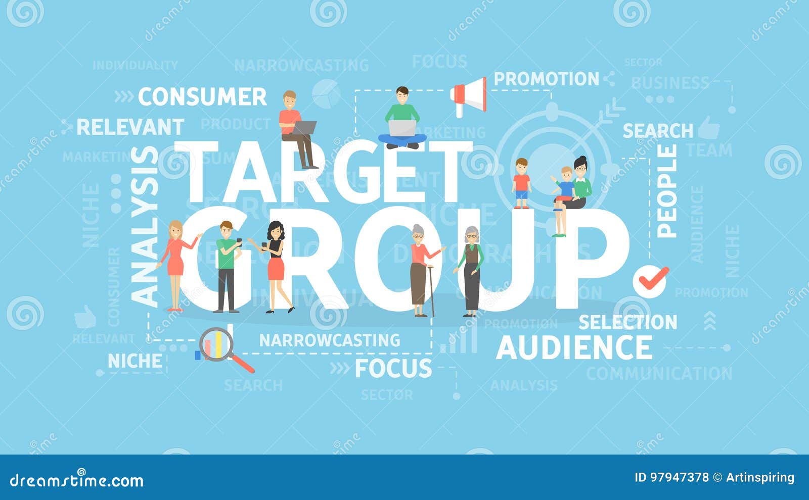 Target group illustration. stock vector. Illustration of icon - 97947378