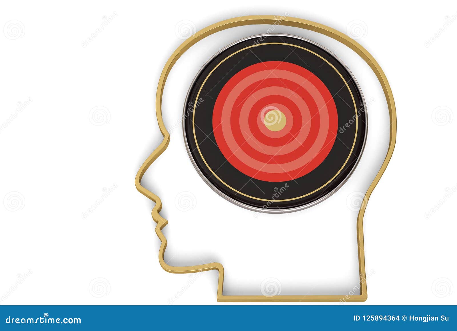 Target on Head Outline.3D Illustration. Stock Illustration ...