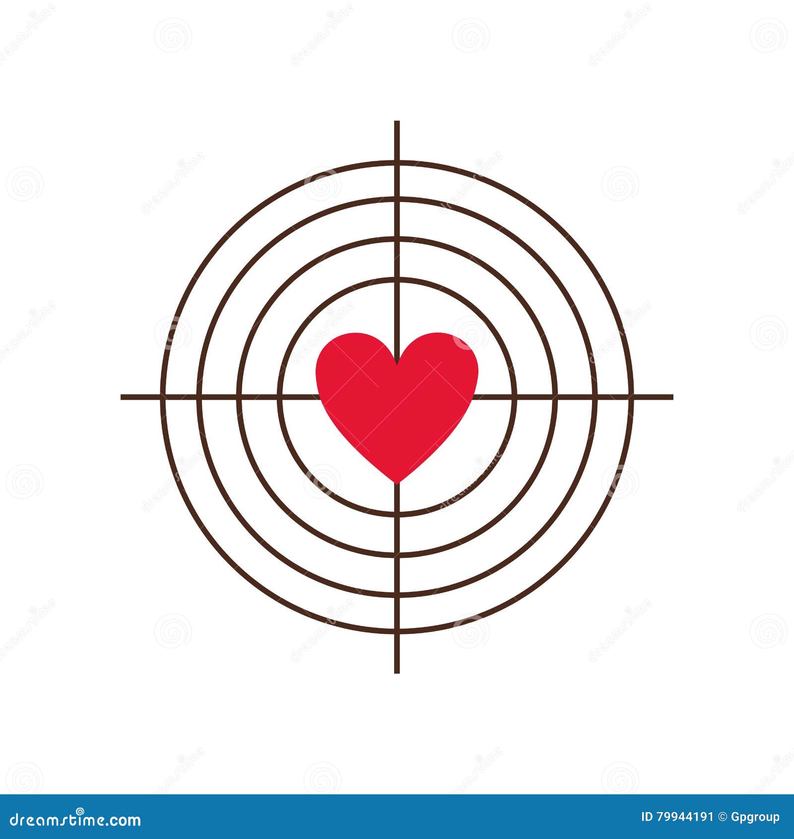 Target with heart icon stock vector. Illustration of happy - 79944191