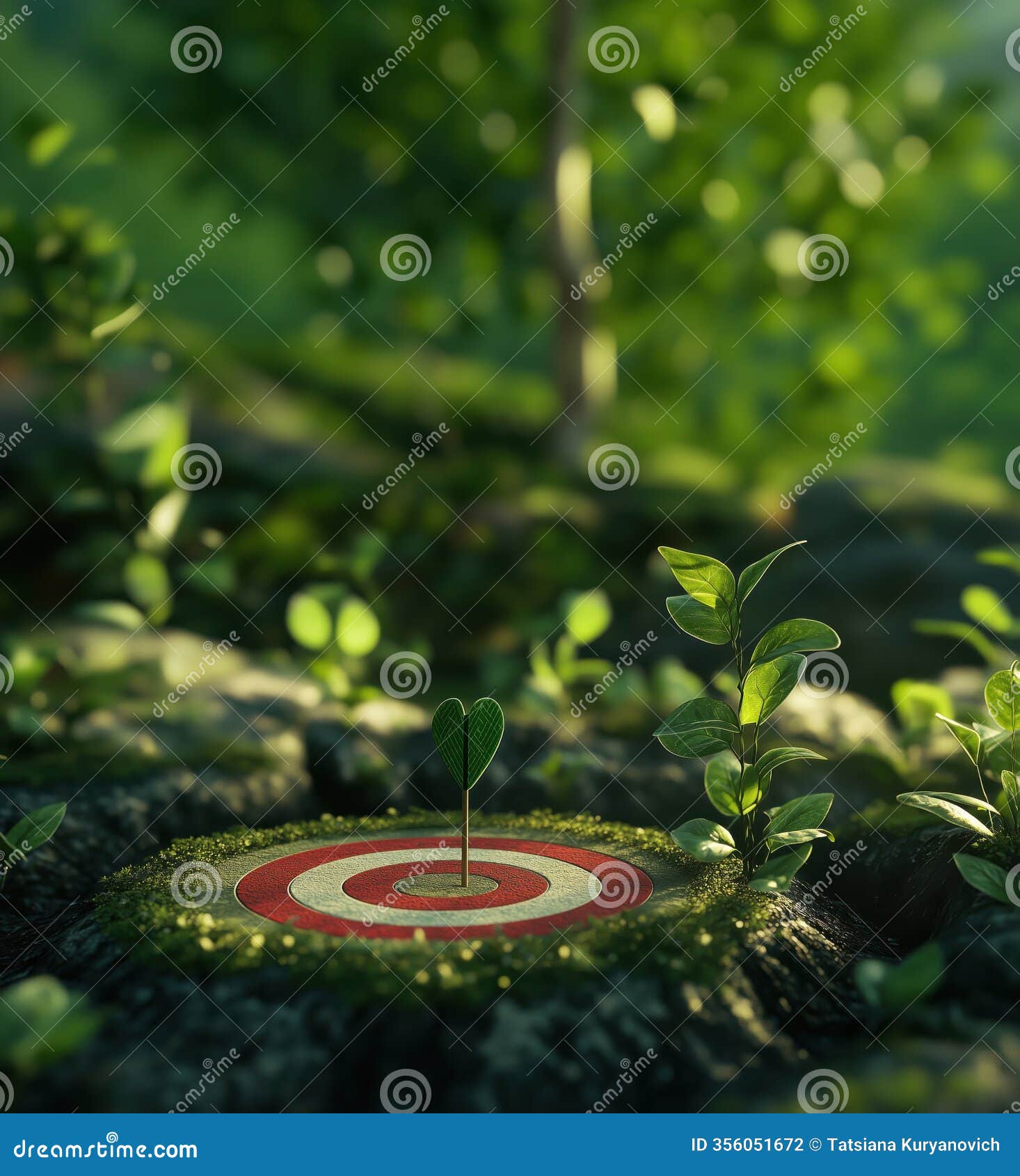 Target with Heart-shaped Sprout, Vibrant Greenery, Natural Setting ...