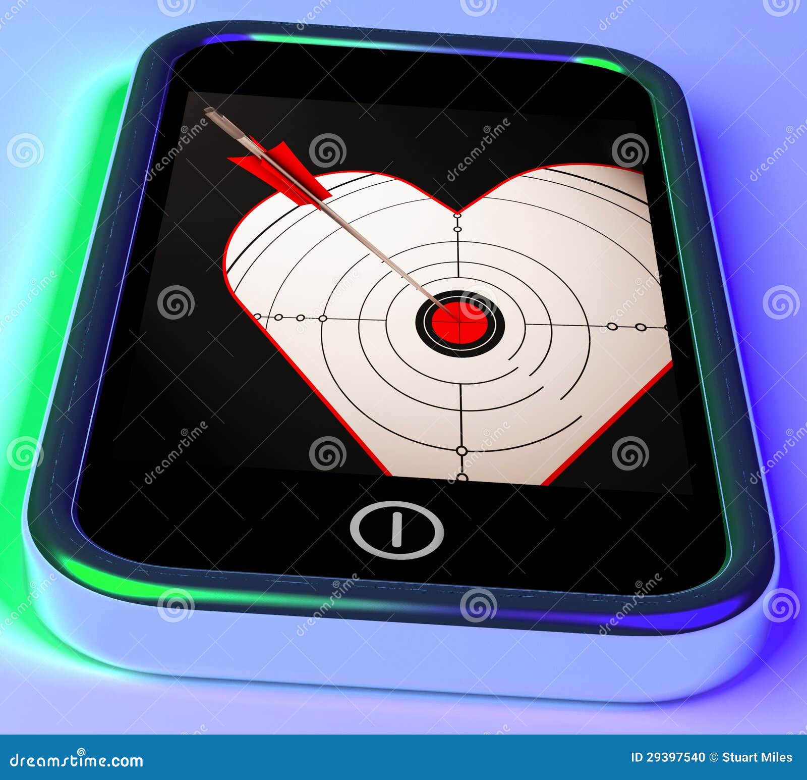Target Heart on Smartphone Showing Love Shot Stock Illustration ...