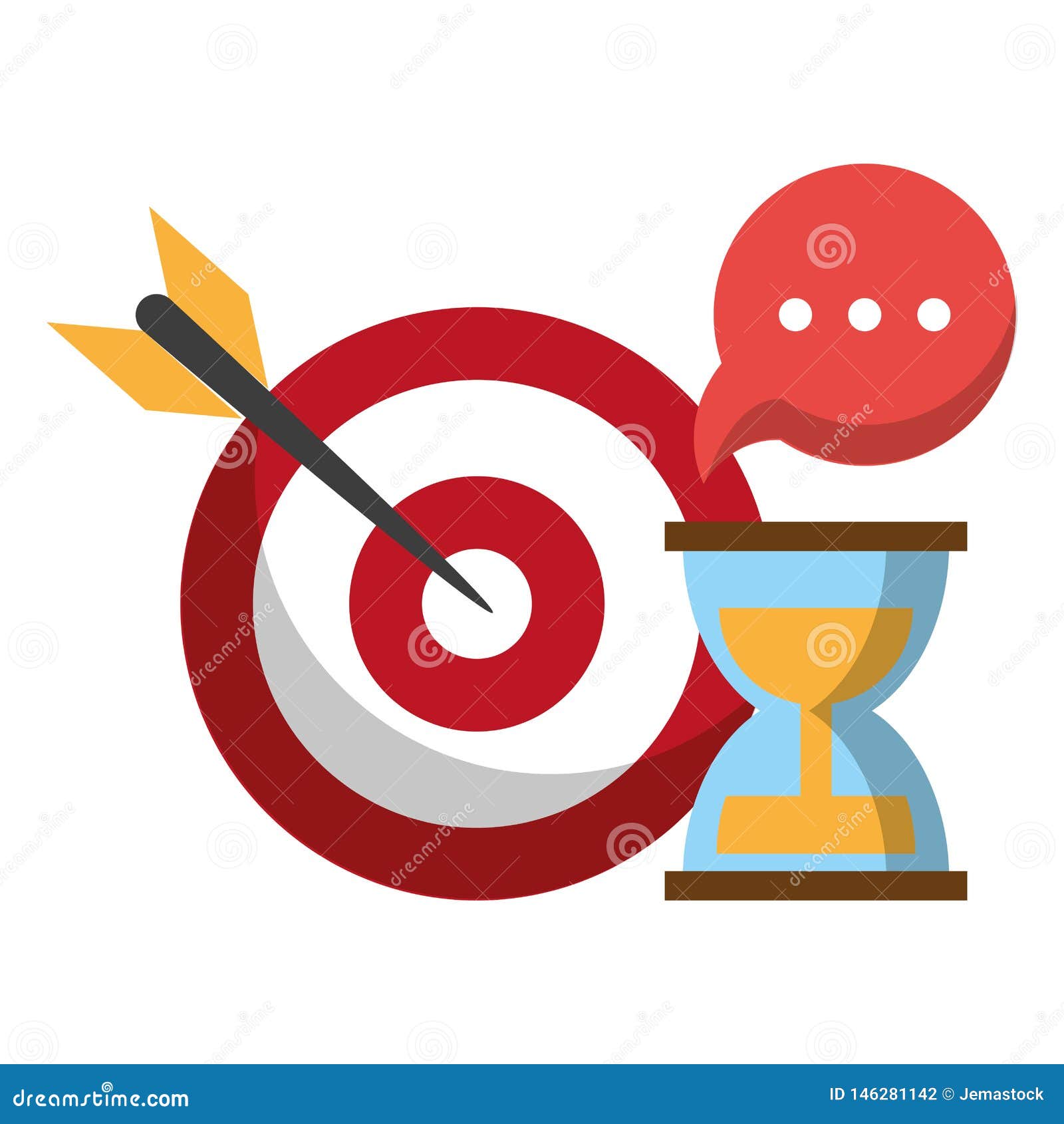 Target and hourglass stock vector. Illustration of measurement - 146281142