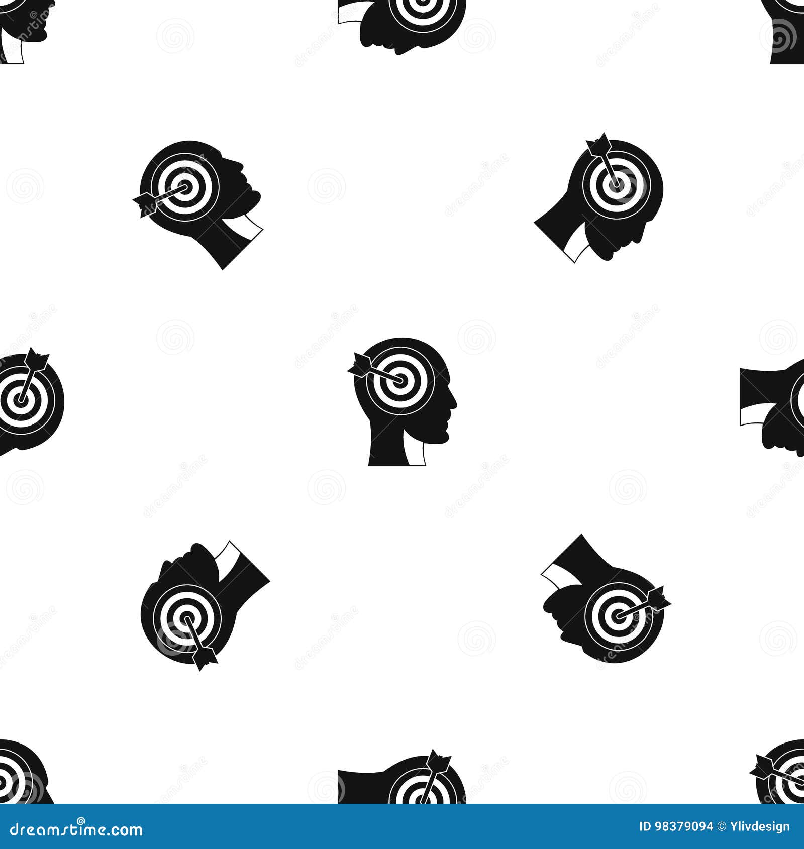 Target in Human Head Pattern Seamless Black Stock Vector - Illustration ...