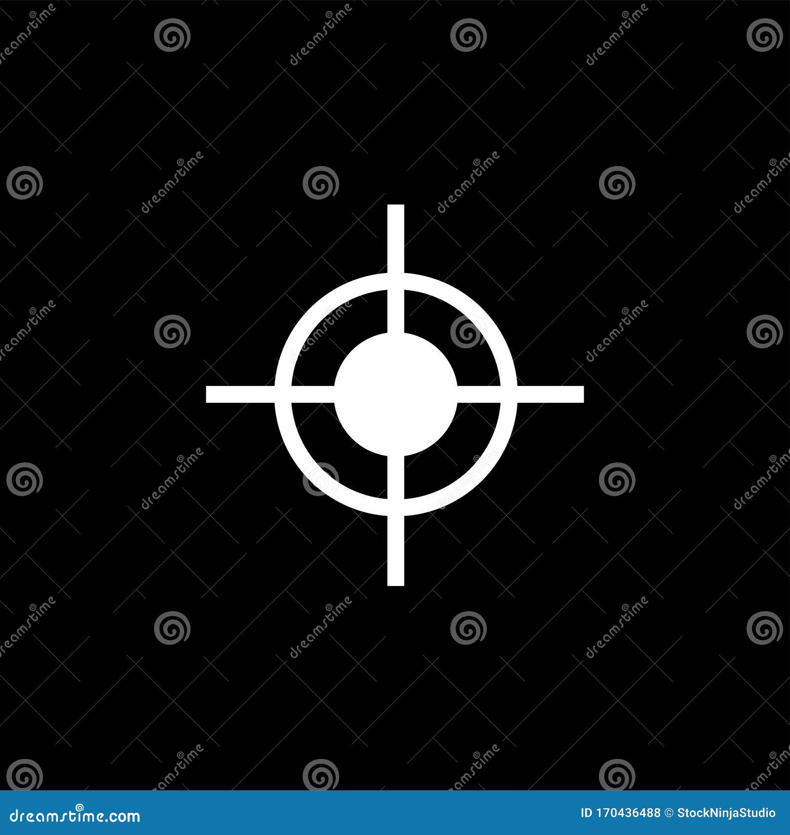 Target Icon on Black Background. Black Flat Style Vector Illustration ...