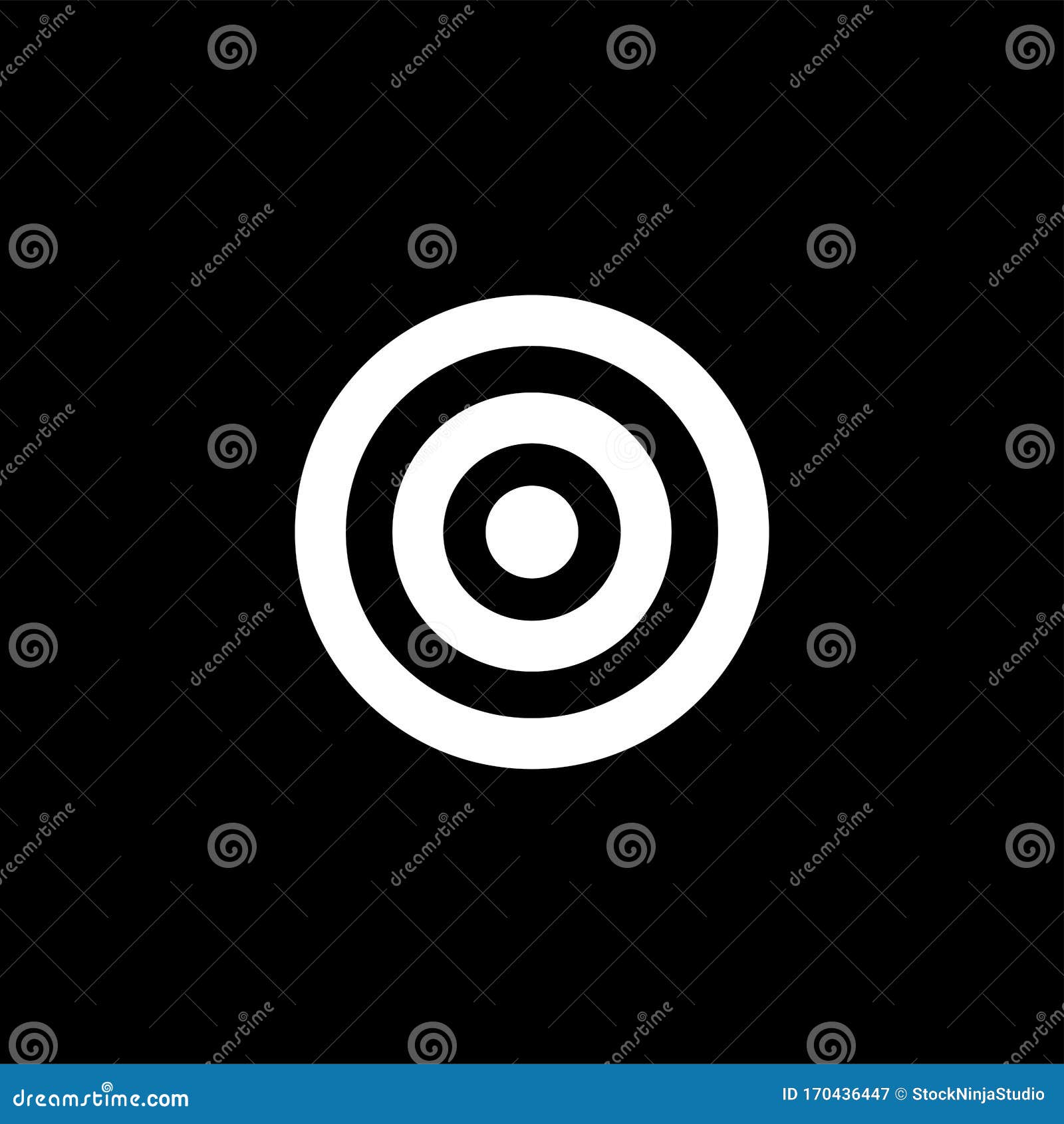 Target Icon on Black Background. Black Flat Style Vector Illustration ...