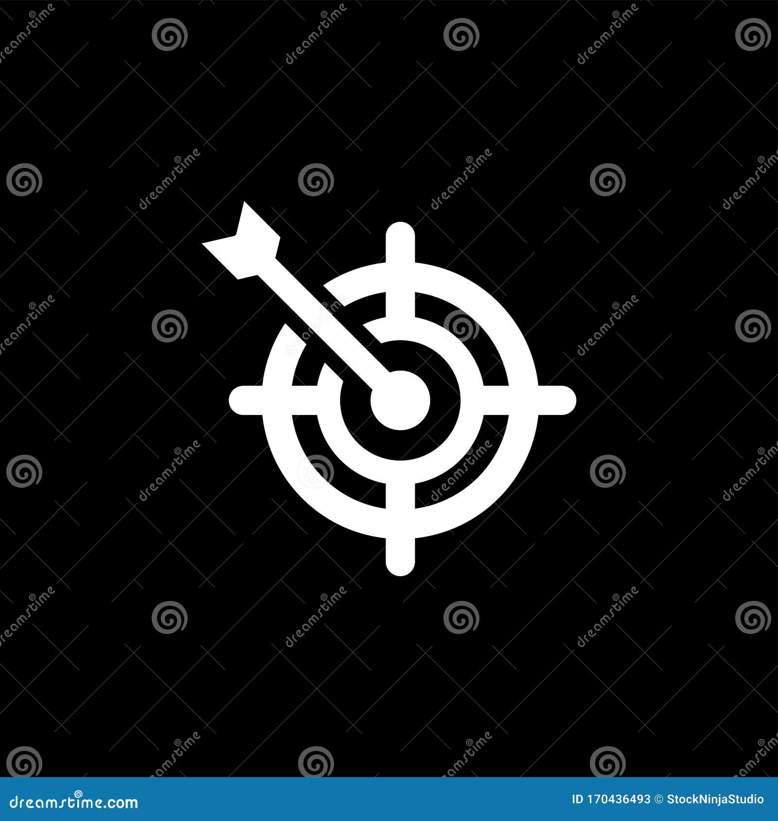 Target Icon on Black Background. Black Flat Style Vector Illustration ...