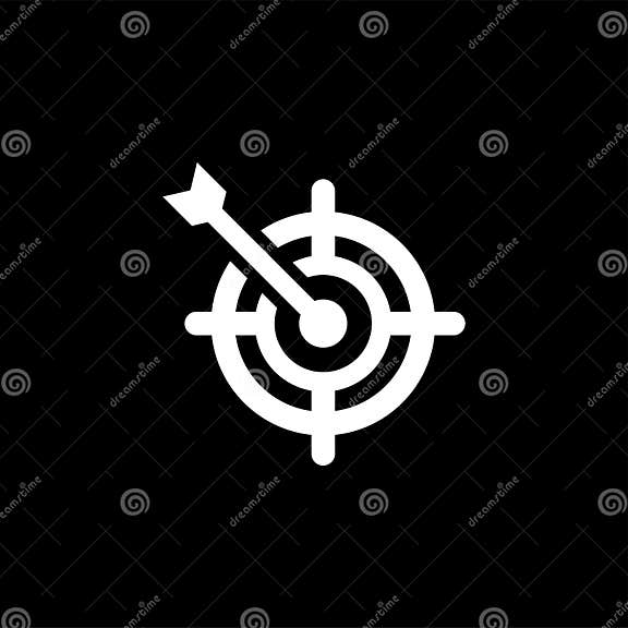 Target Icon on Black Background. Black Flat Style Vector Illustration ...