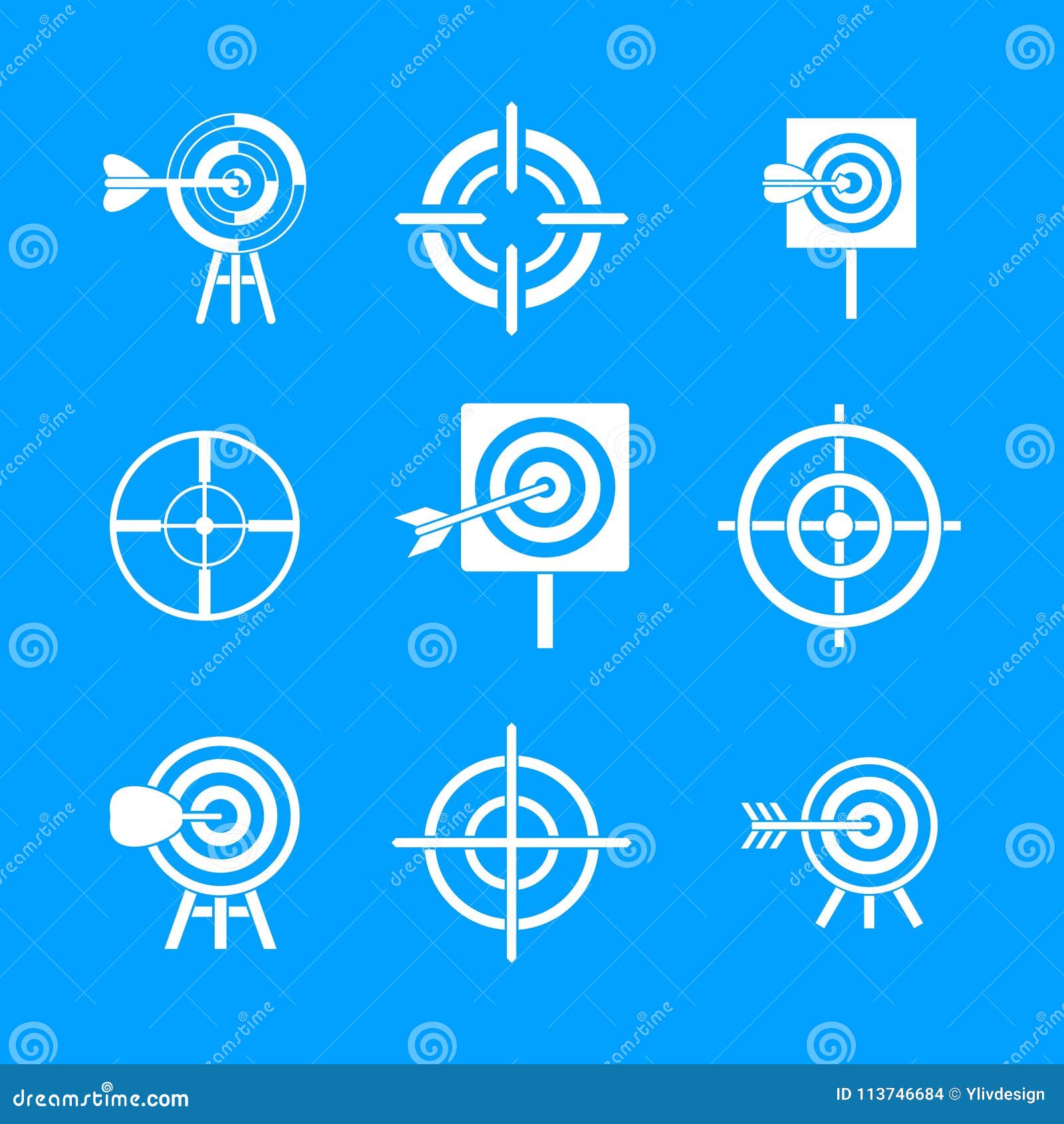 Target Icon Blue Set Vector Stock Vector - Illustration of accurate ...