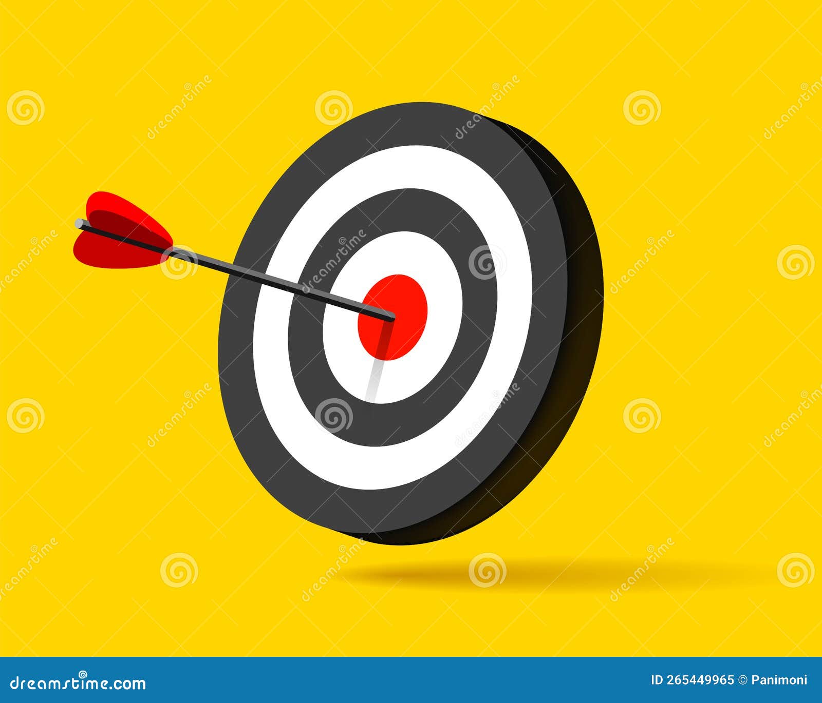 Target Icon in 3d Flat Style on Yellow Background. Arrow in the Center ...