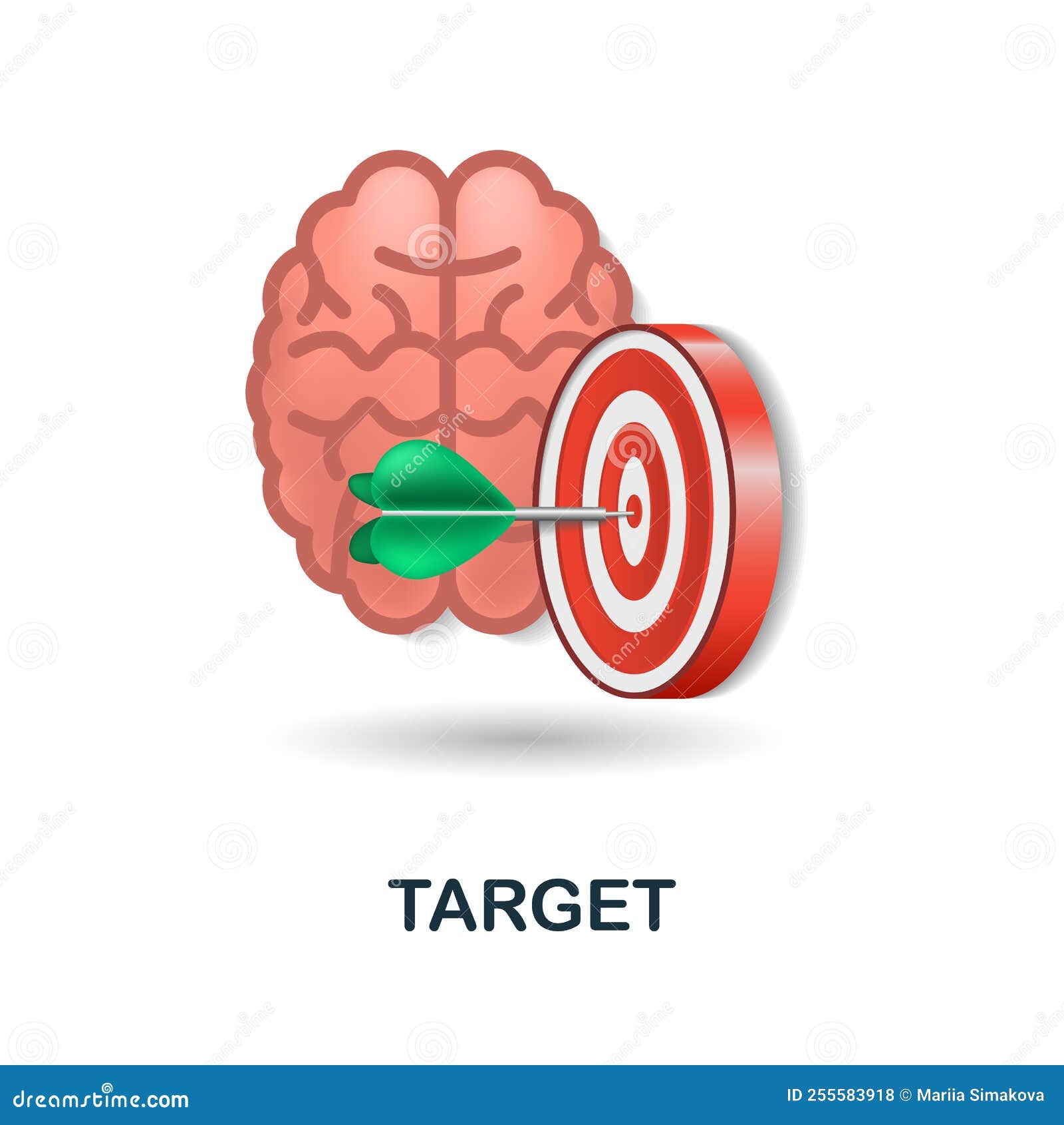 Target Icon. 3d Illustration from Brain Procces Collection Stock Vector ...