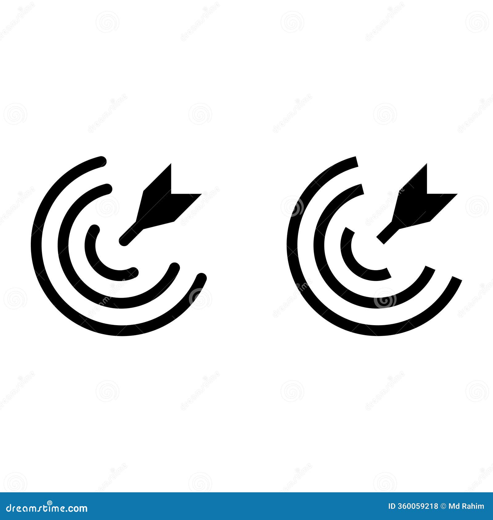 Target Icon Flat Set in Black and White Color Outline Vector Mark ...