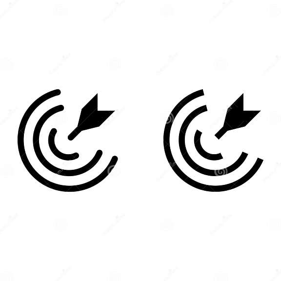 Target Icon Flat Set in Black and White Color Outline Vector Mark ...