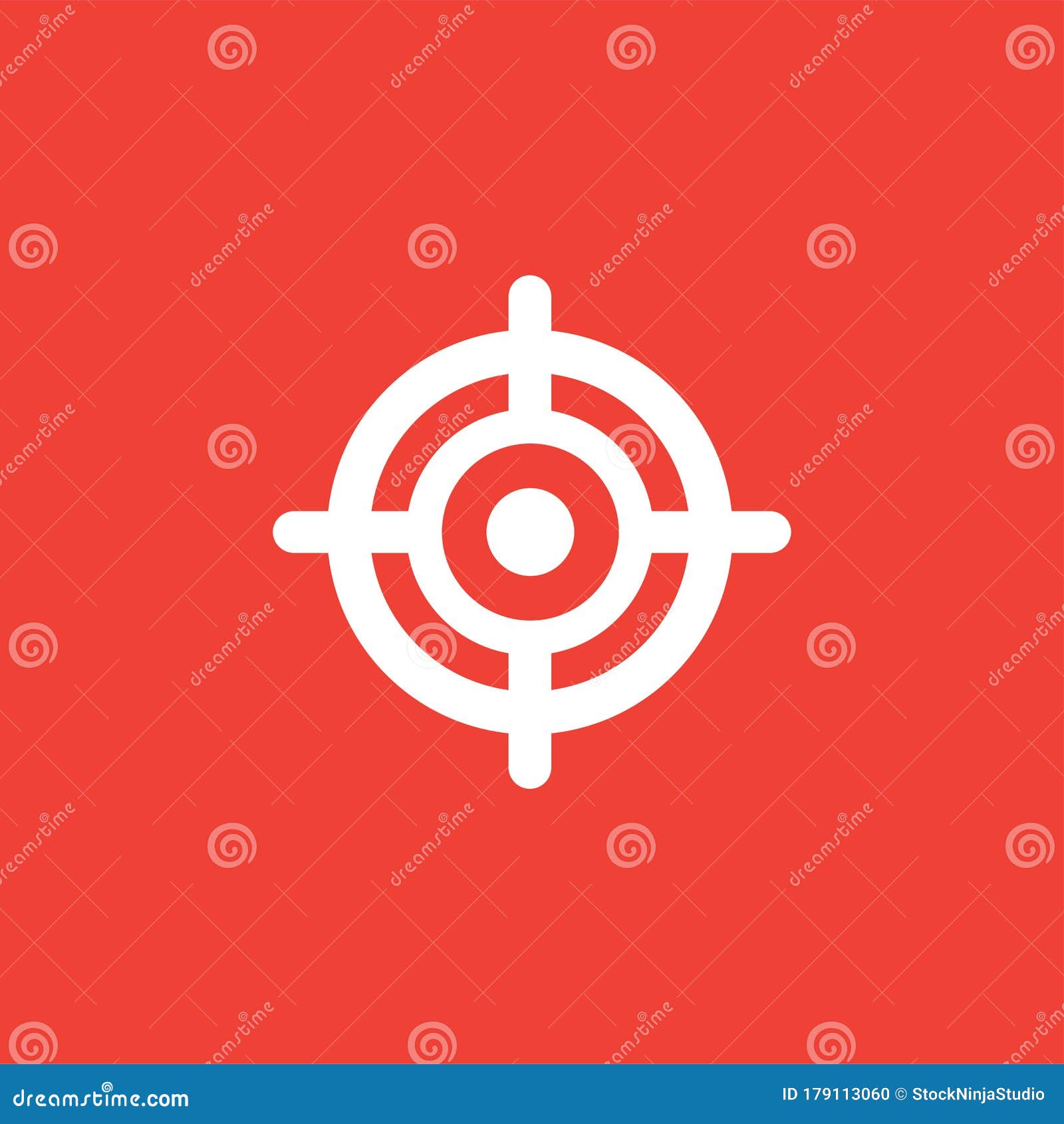 Target Icon on Red Background. Red Flat Style Vector Illustration Stock ...