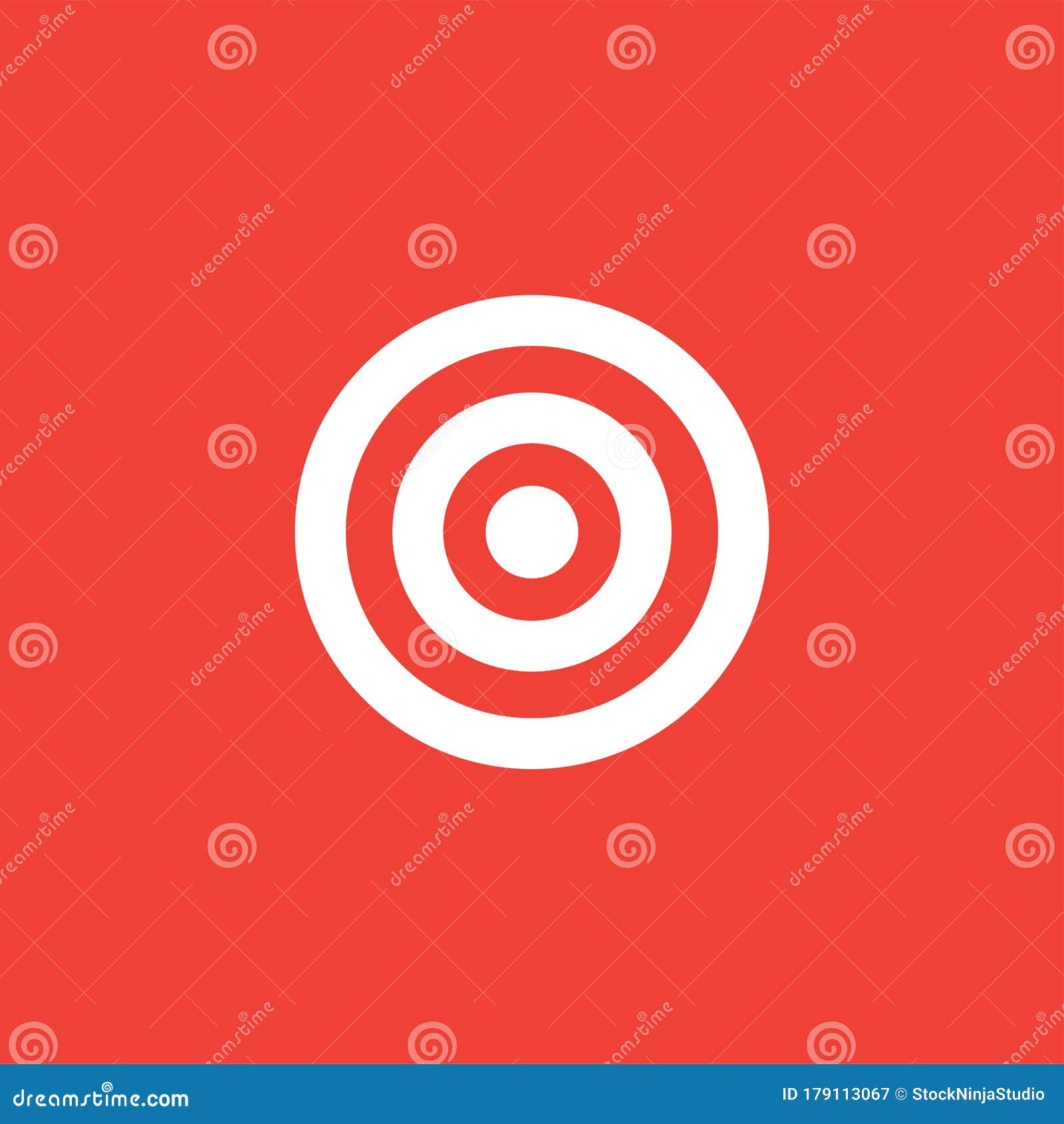 Target Icon on Red Background. Red Flat Style Vector Illustration Stock ...