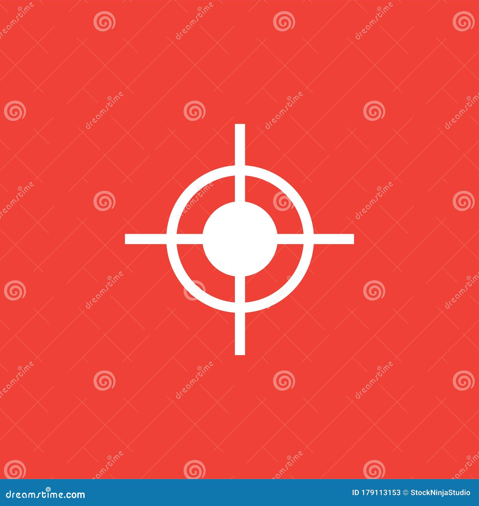Target Icon on Red Background. Red Flat Style Vector Illustration Stock ...