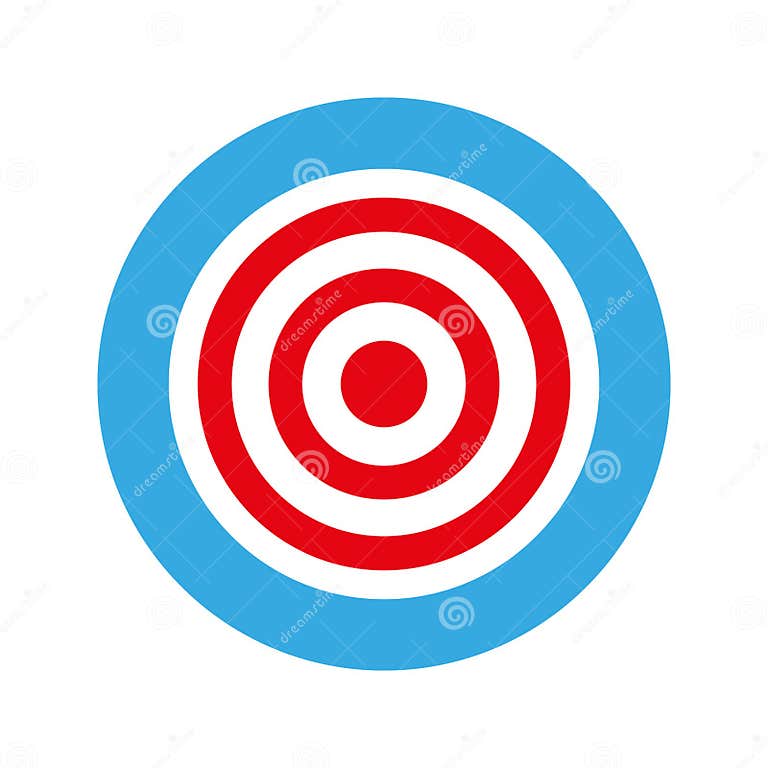 Target Icon. Red Bullseye. Blue Circular Border. Vector Flat Design ...