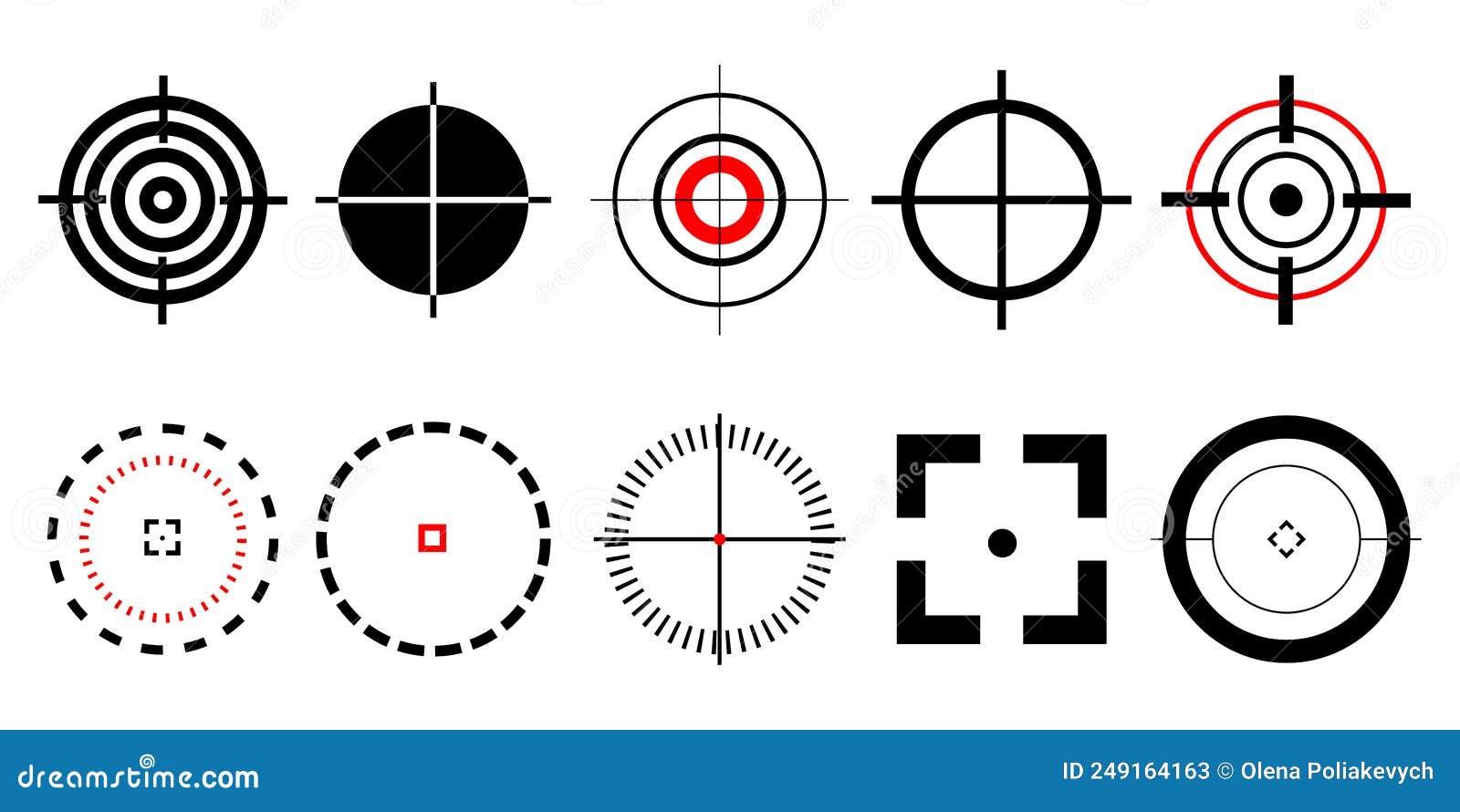 Target Icon. Set of Different Targets. Military Texture. Vector ...