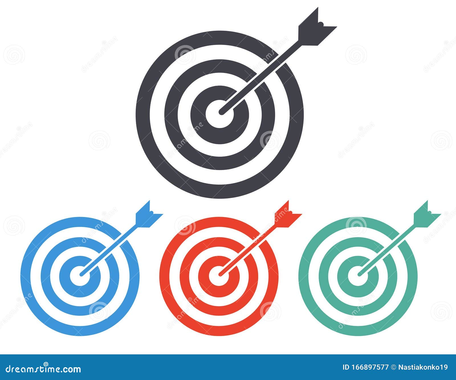 Target Icon Set - Simple Flat Design Isolated on White Background ...