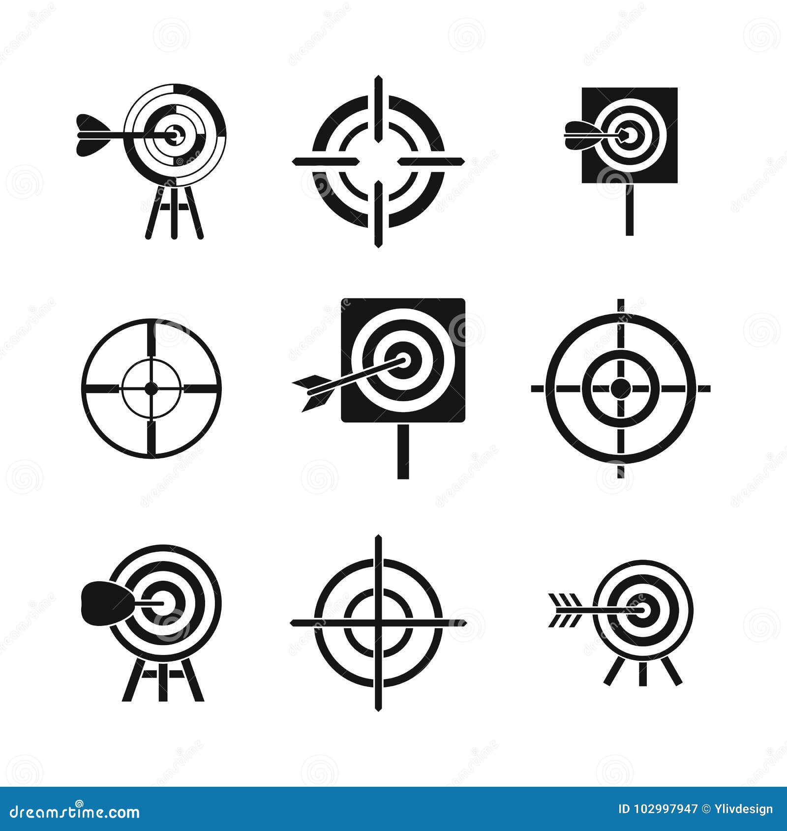 Target Icon Set, Simple Style Stock Vector - Illustration of game, flat ...