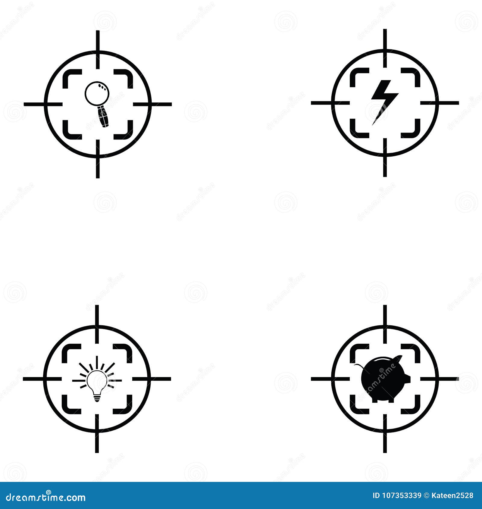 Target icon set stock vector. Illustration of sign, white - 107353339