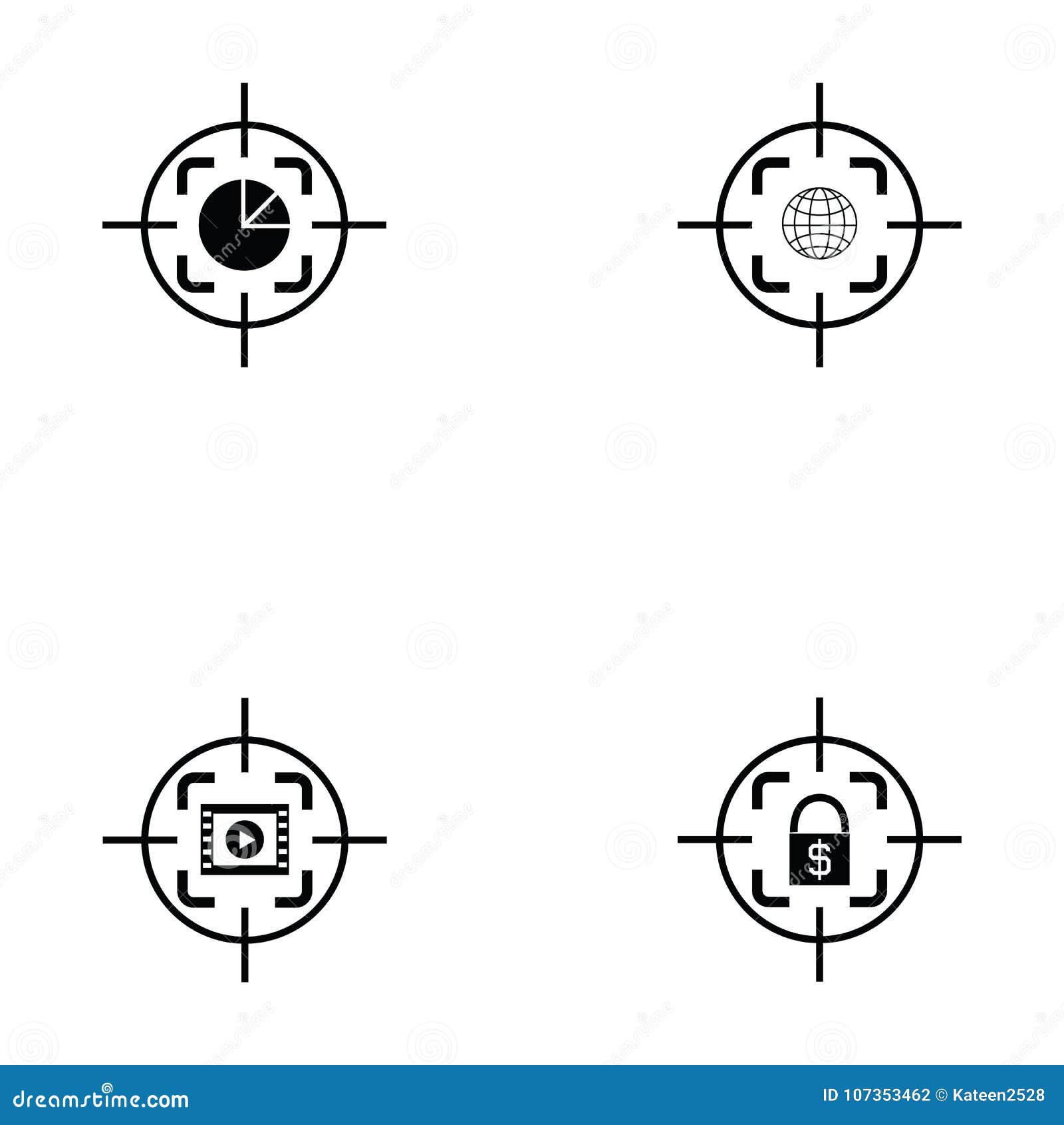 Target icon set stock vector. Illustration of goal, dartboard - 107353462