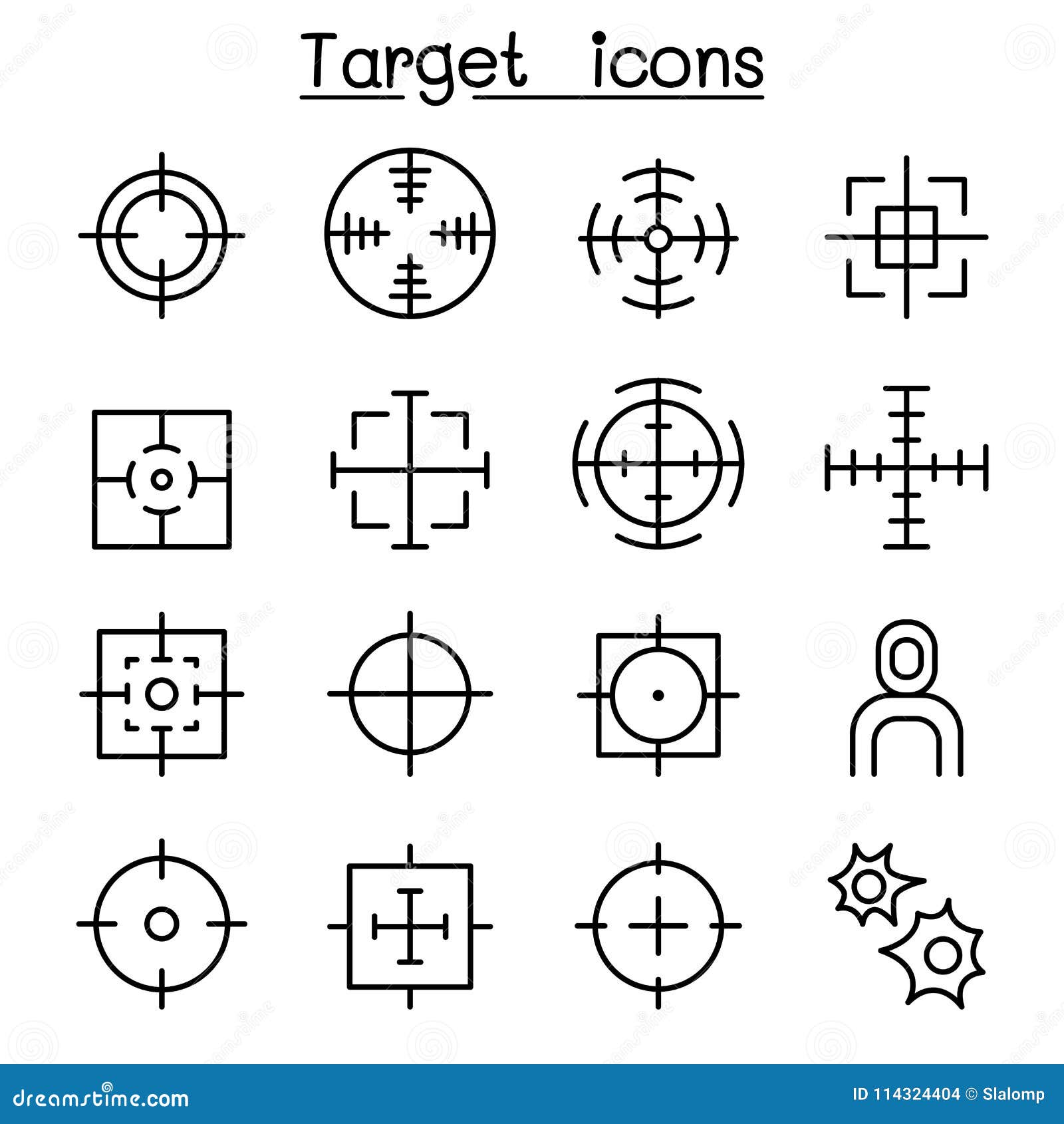 Target Icon Set in Thin Line Style Stock Vector - Illustration of line ...