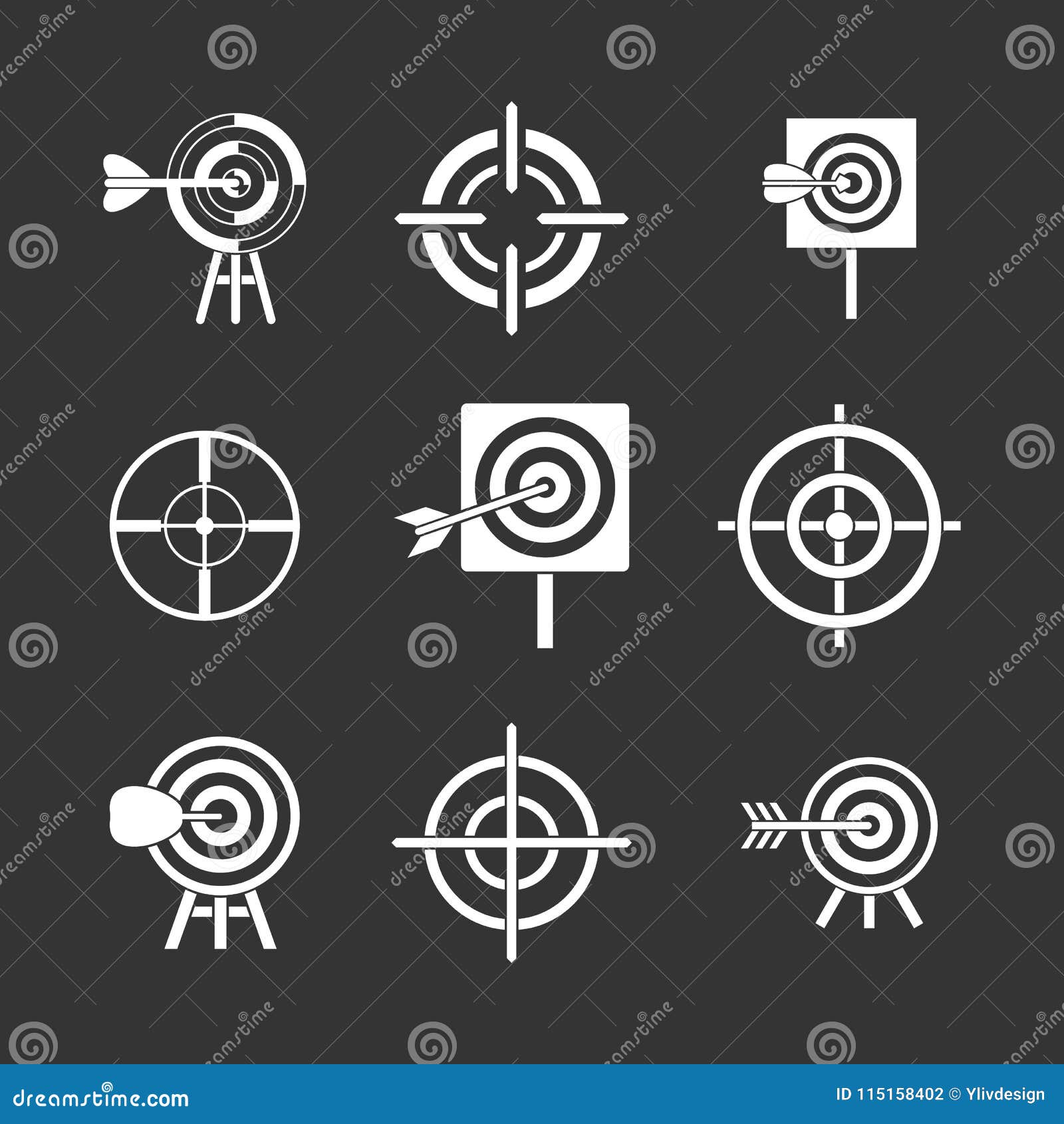 Target Icon Set Grey Vector Stock Vector - Illustration of business ...
