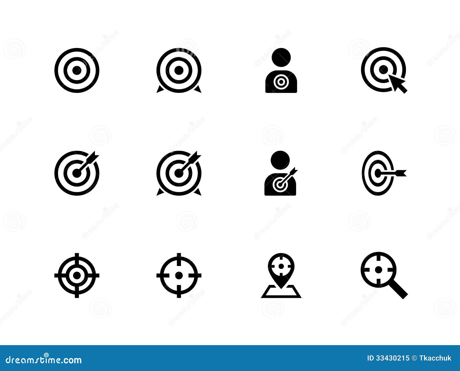 Target Icons on White Background. Stock Vector - Illustration of center ...