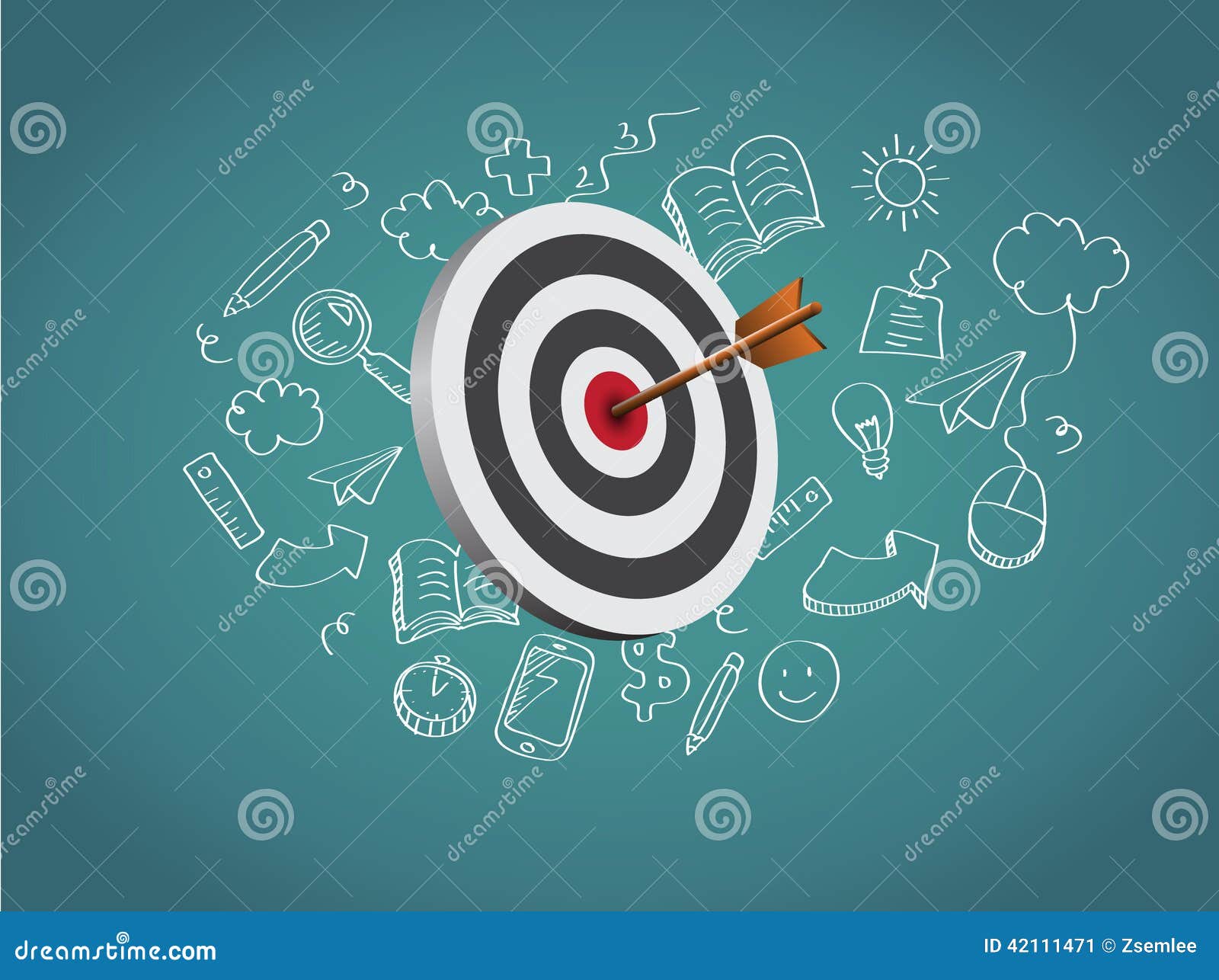 Target Illustration with Doodles Stock Vector - Illustration of ...