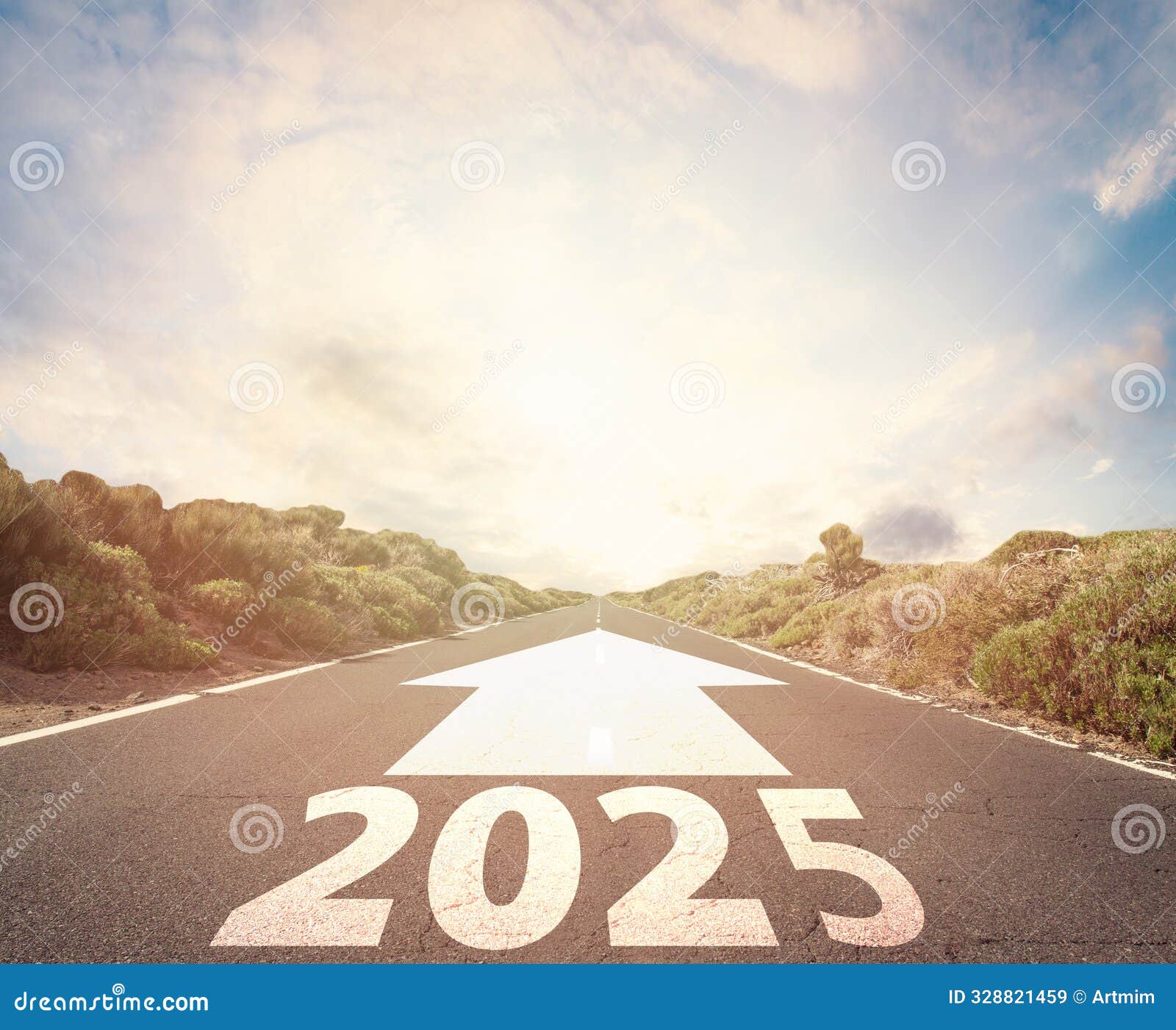 2025 Target Indicated by Arrow on Empty Road. Coming into the New Year ...