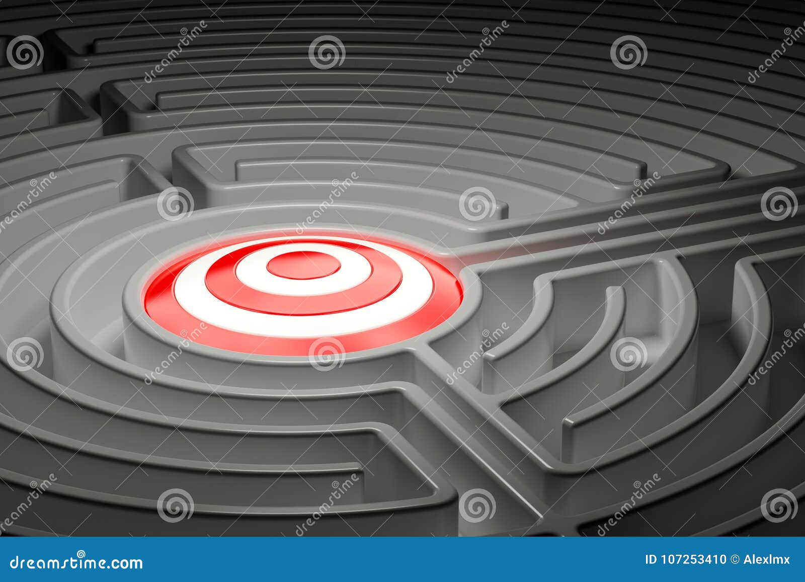 Target Inside Labyrinth Maze. 3D Stock Illustration - Illustration of ...