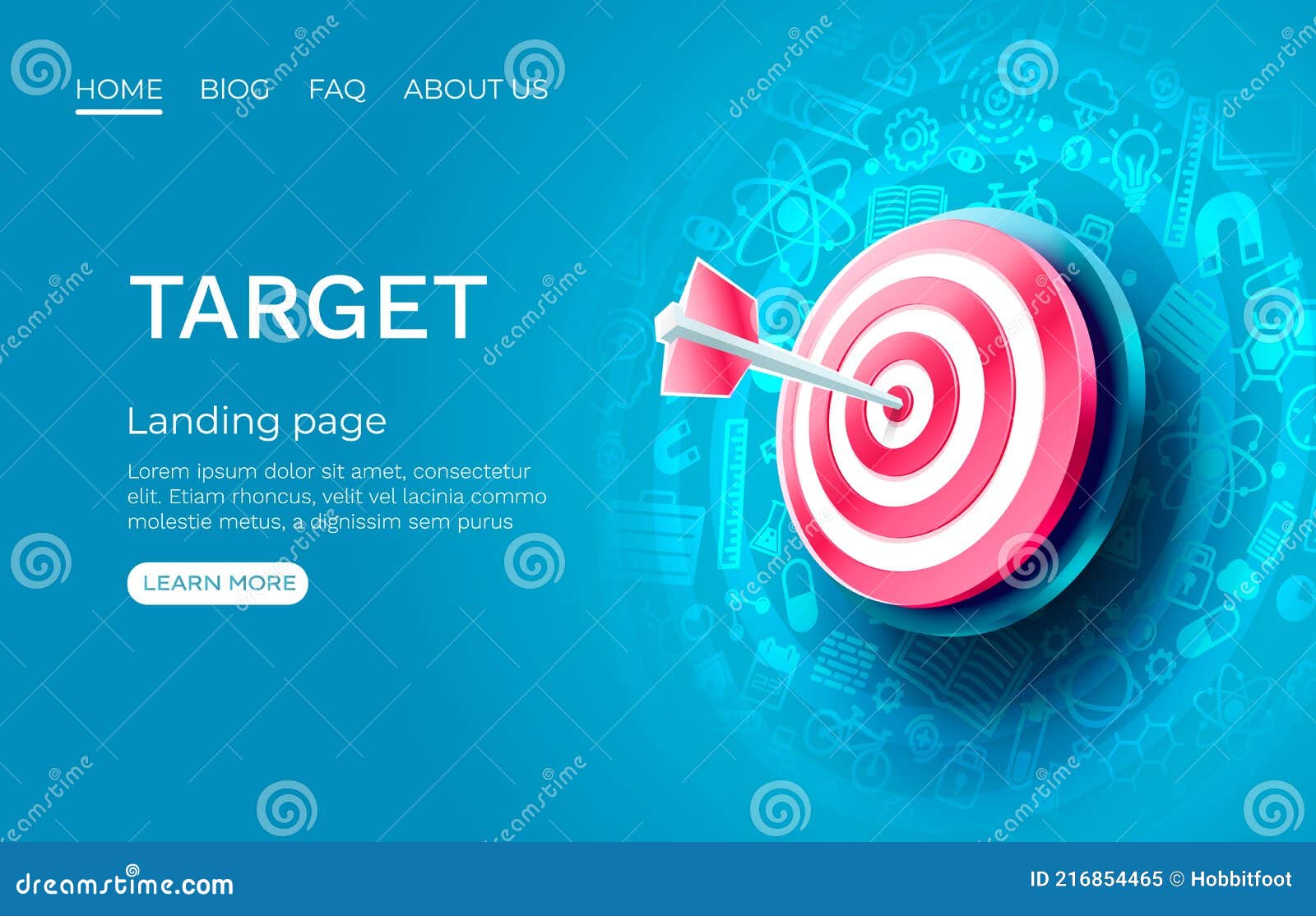 Target Landing Page, Banner Business 3d Icon. Vector Stock Vector ...