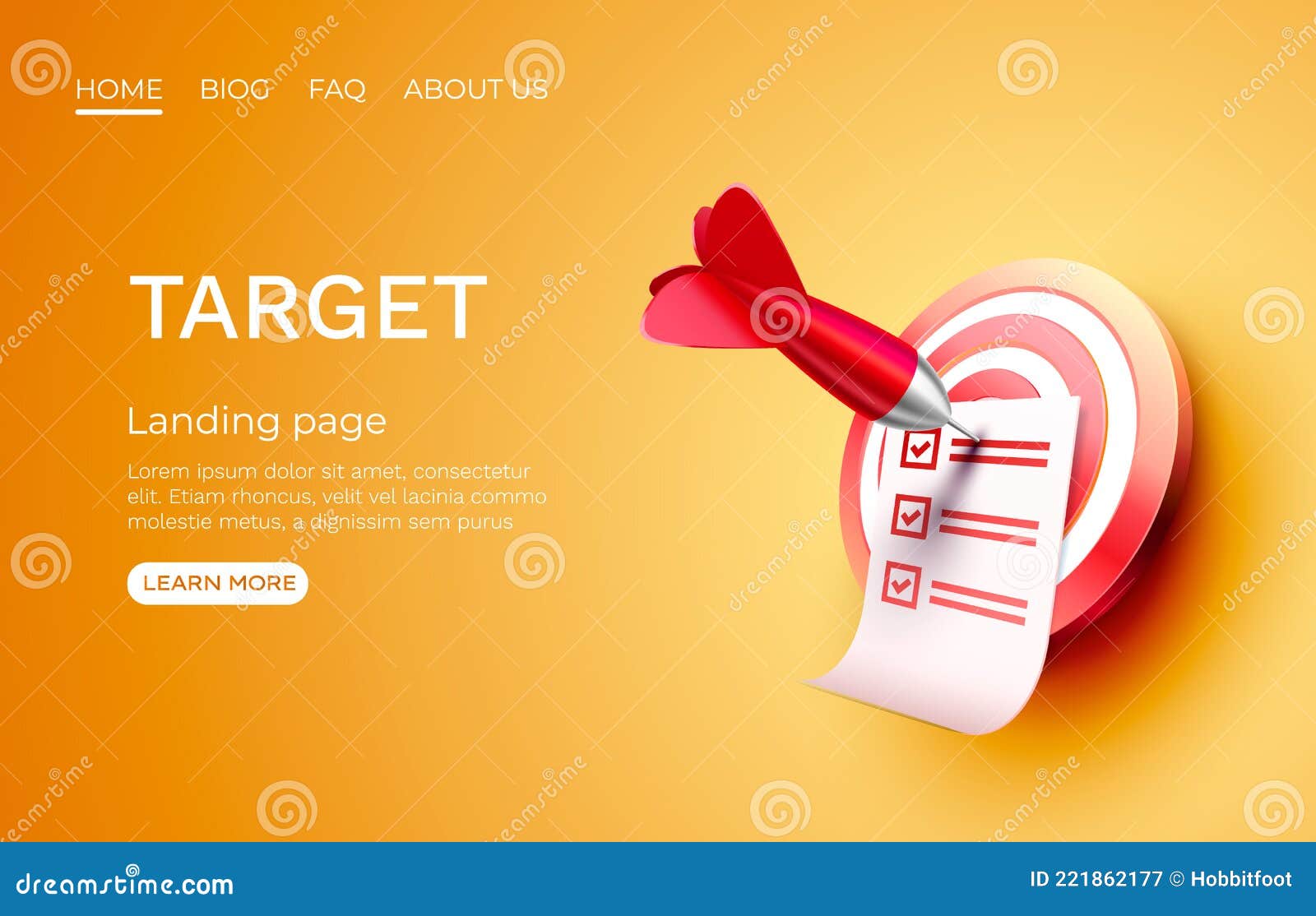 Target Landing Page, Banner Business 3d Icon. Vector Stock Vector ...