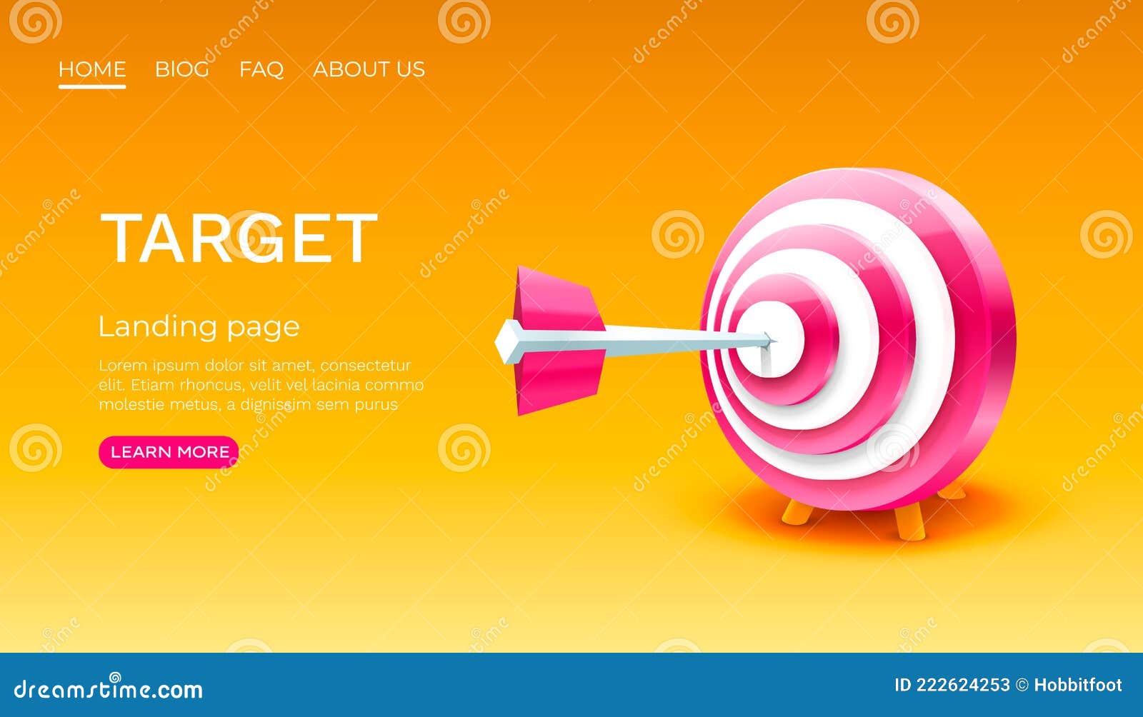 Target Landing Page, Banner Business 3d Icon. Vector Stock Vector ...