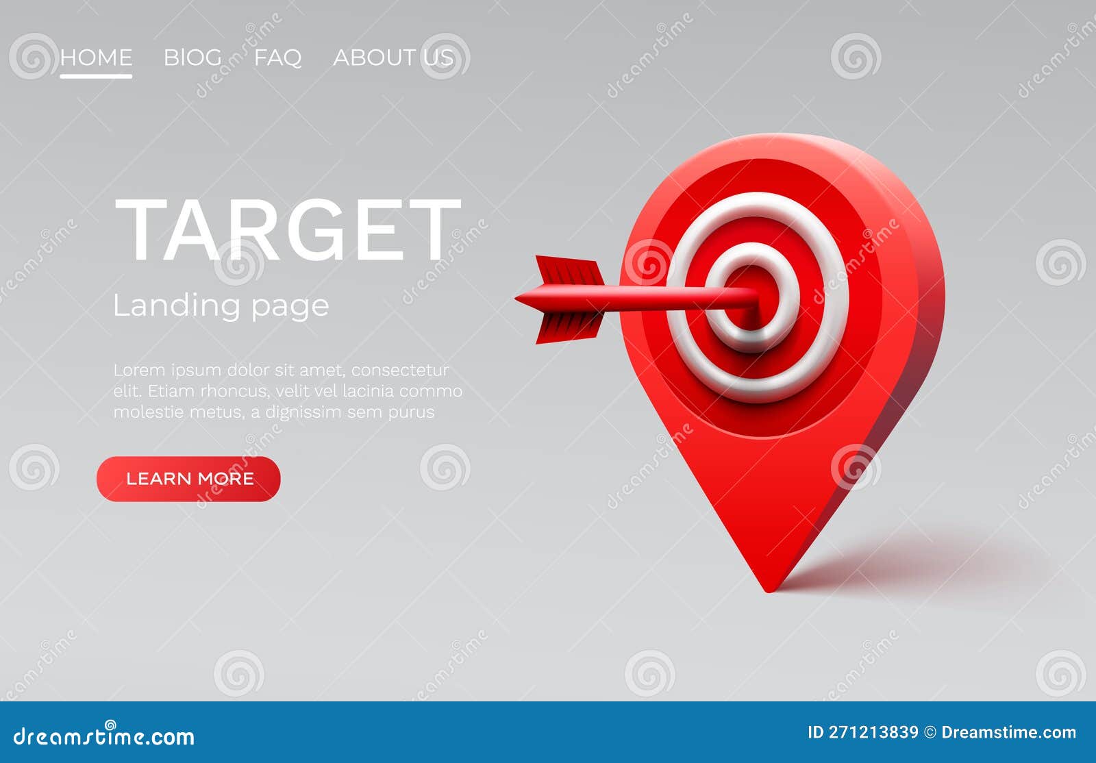 Target Landing Page, Banner Business 3d Icon. Vector Stock Vector ...