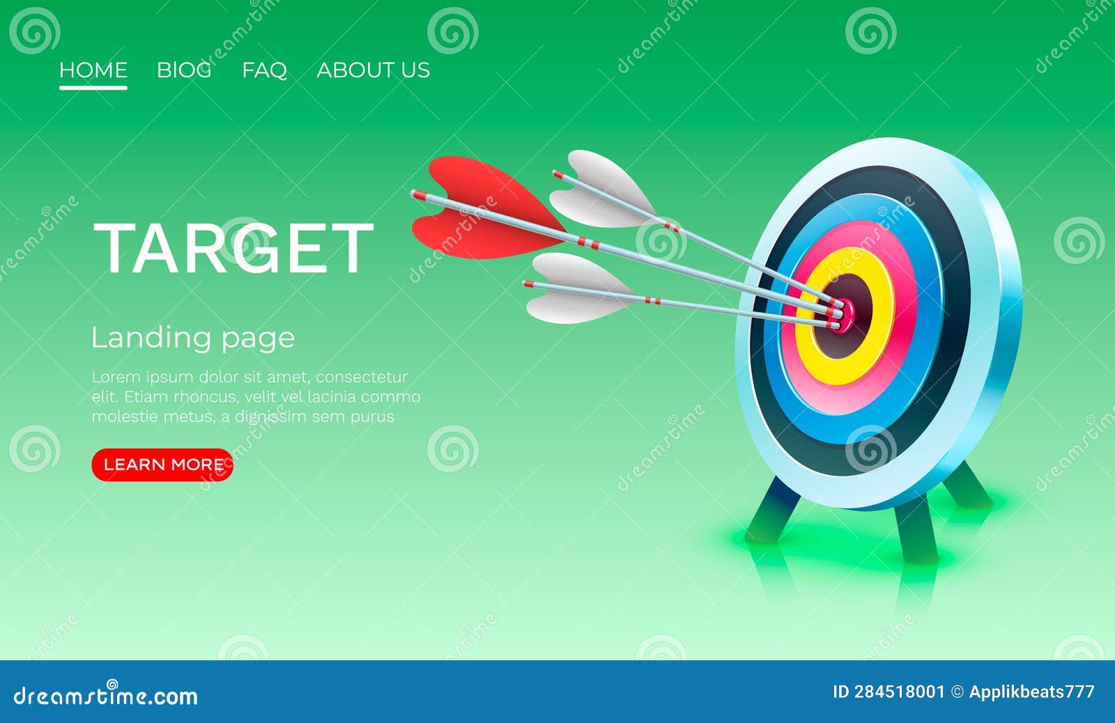 Target Landing Page, Banner Business 3d Icon. Vector Stock Vector ... Target Landing Page, Banner Business 3d Icon. Vector Stock Vector ...