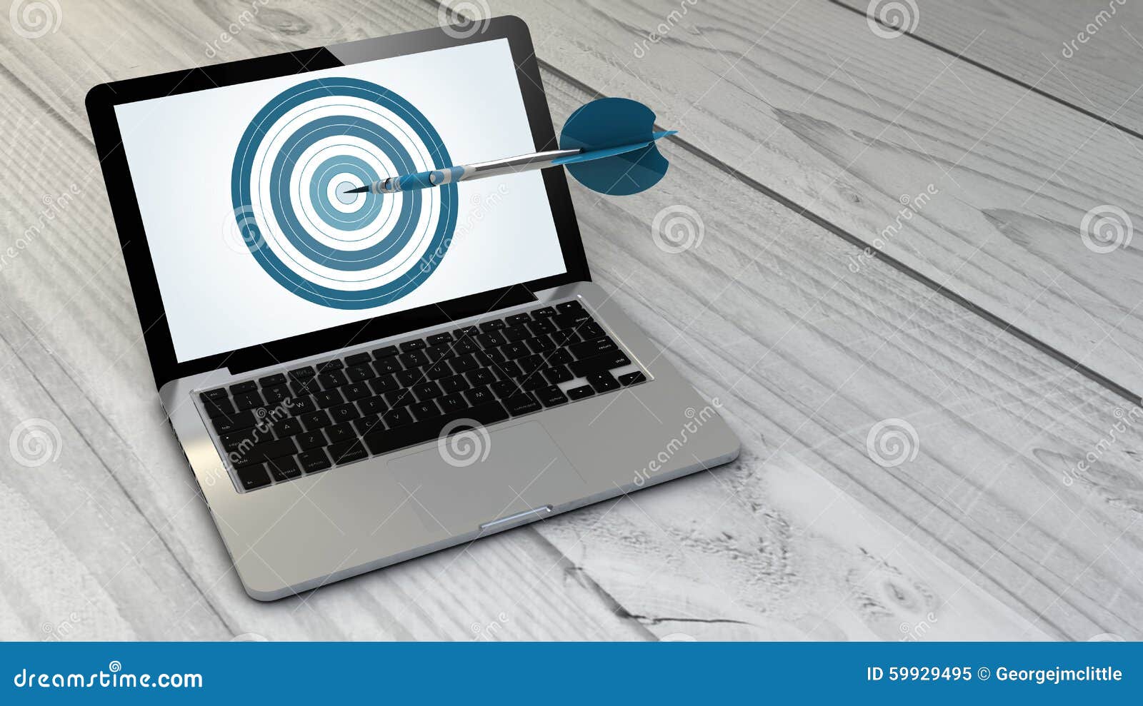 Target Laptop Over Wooden Tablet Stock Illustration - Illustration of ...