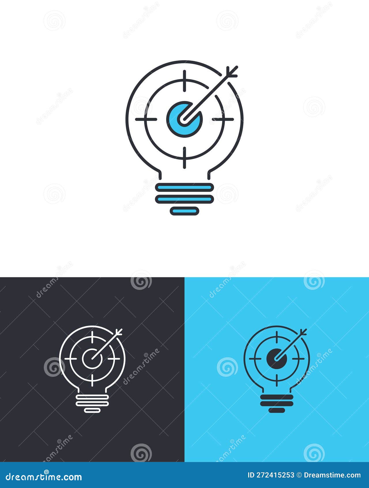Target Light Bulb Line Icon Stock Illustration - Illustration of ...