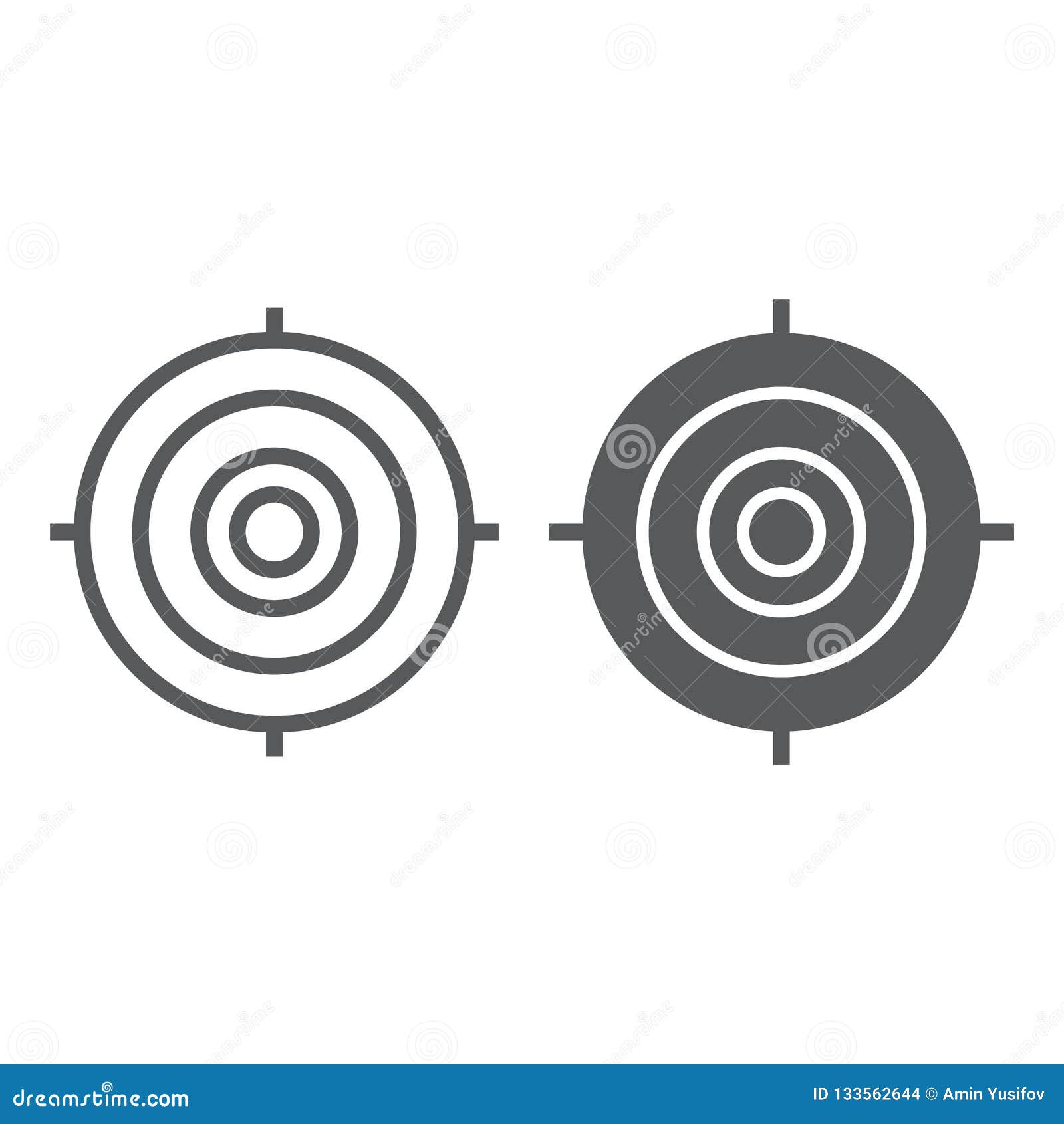 Target Line and Glyph Icon, Focus and Goal, Aim Sign, Vector Graphics ...