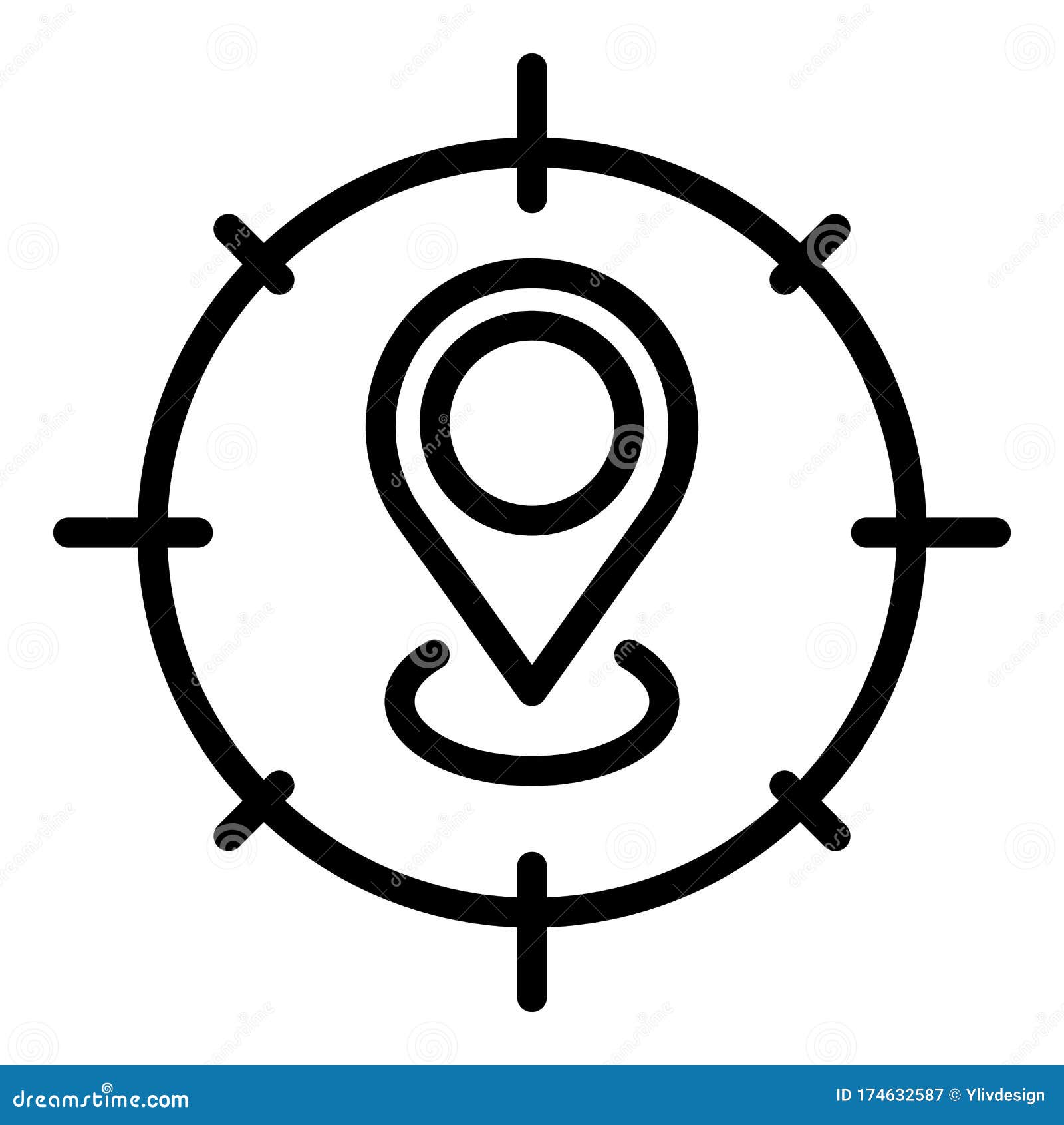 Target Map Pin Icon, Outline Style Stock Vector - Illustration of line ...