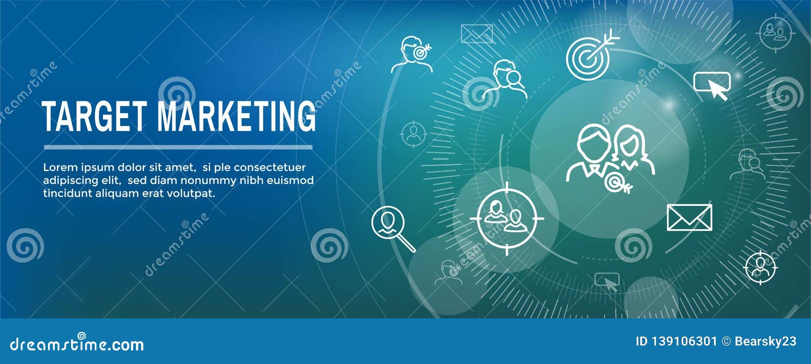 Target Marketing Icon Set and Web Header Banner Stock Vector ...