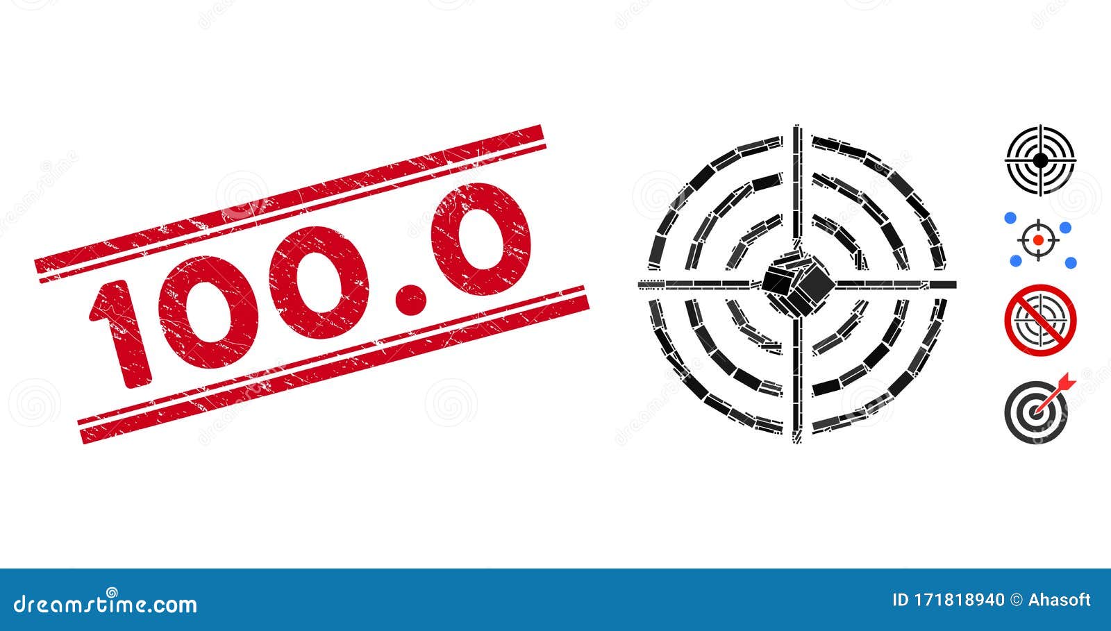 Target Mosaic and Scratched 100.0 Stamp Seal with Lines Stock Vector ...