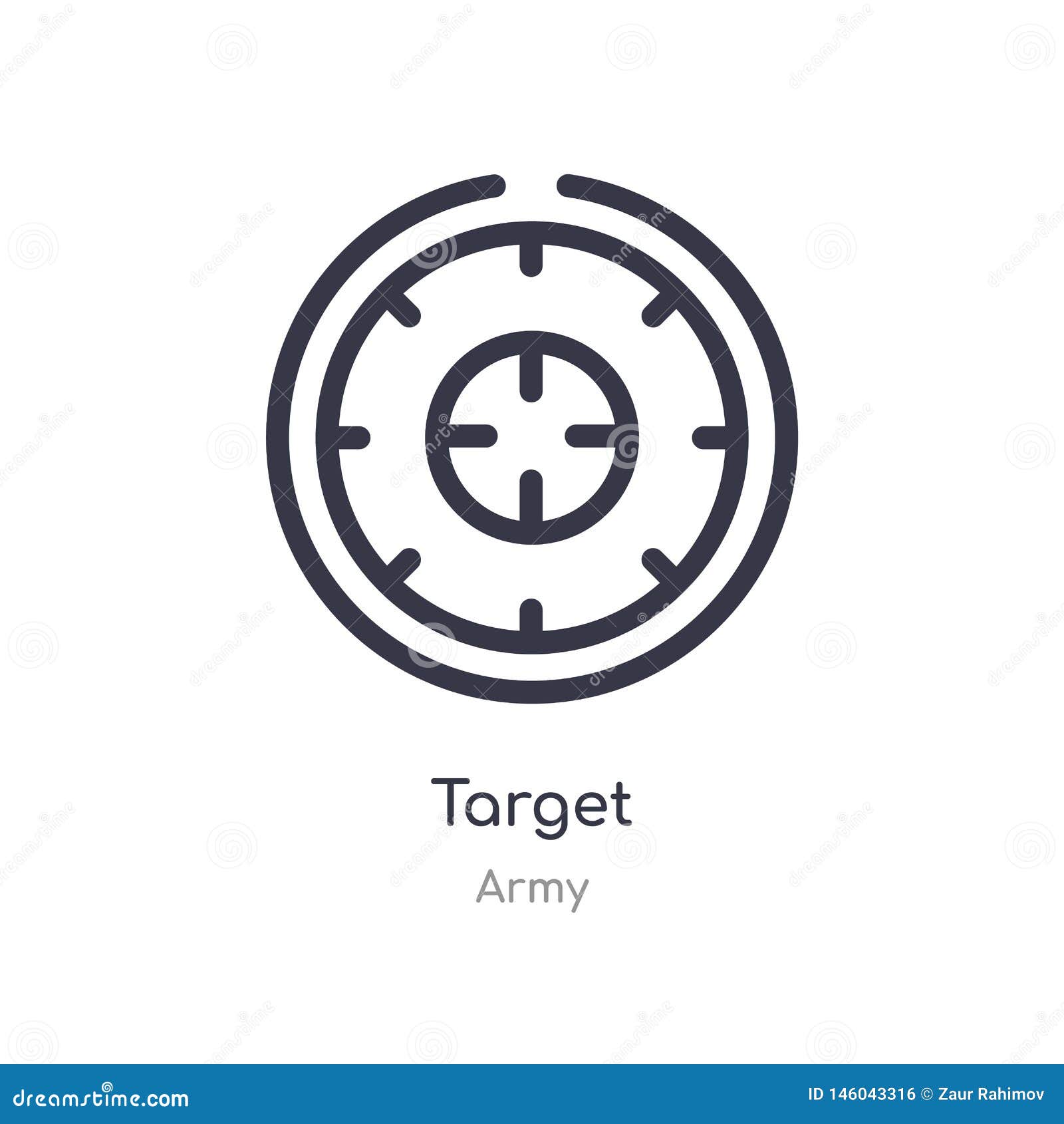 Target Outline Icon. Isolated Line Vector Illustration from Army ...